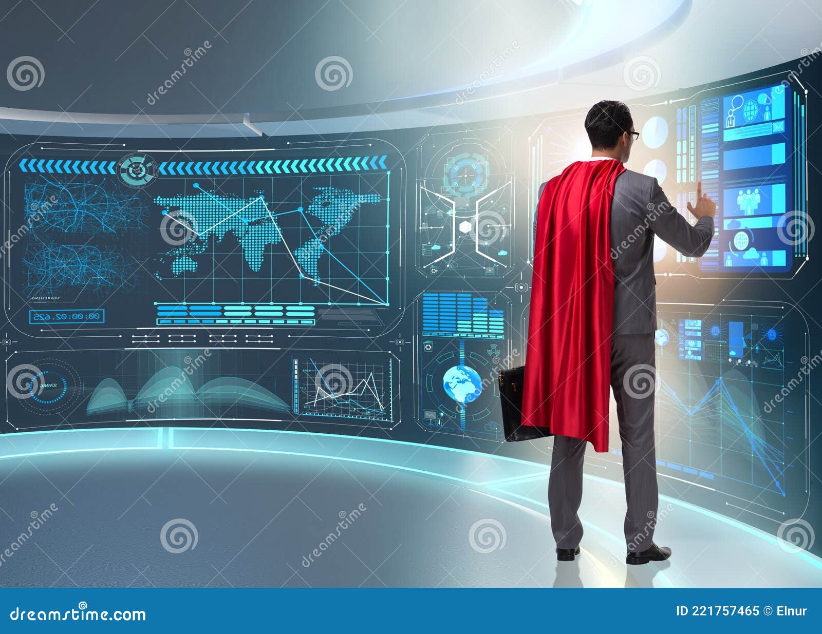 Superhero in Data Management Concept Stock Image - Image of powerful ...