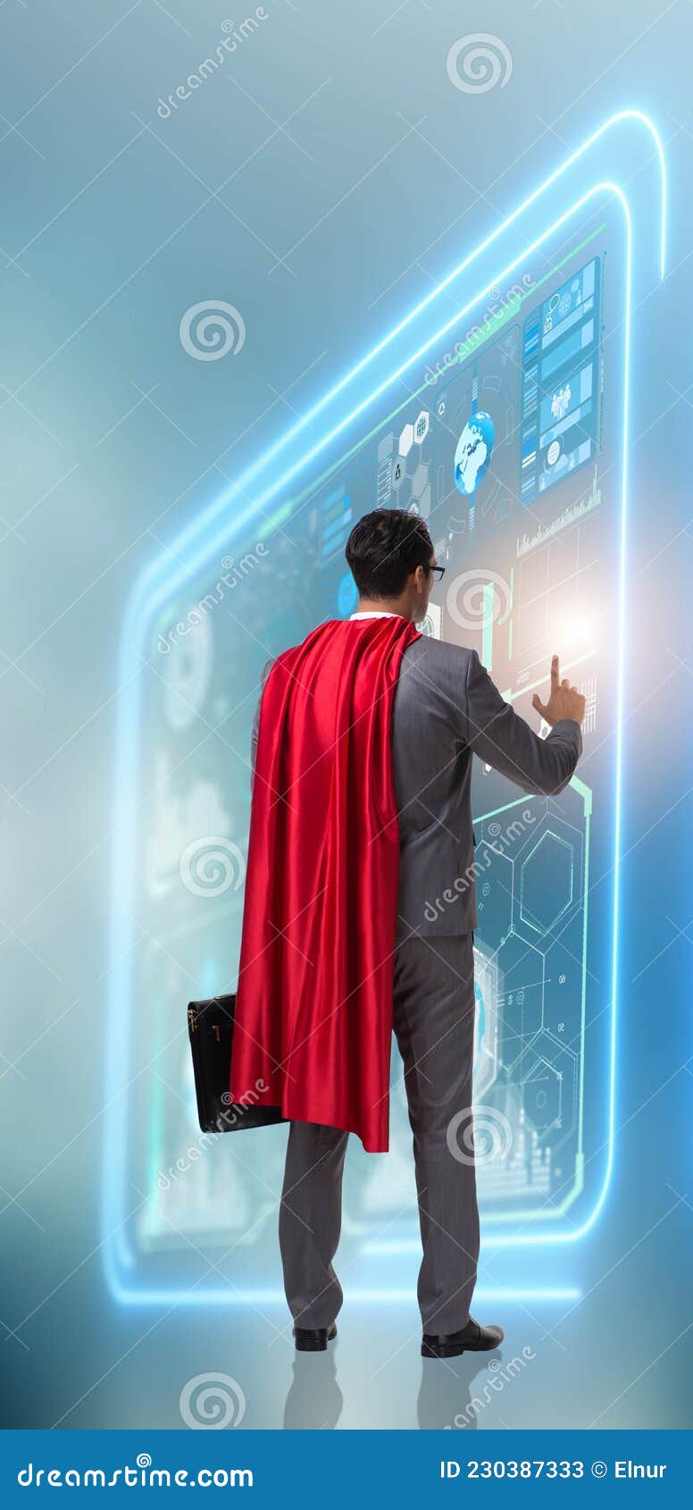 Superhero in Data Management Concept Stock Image - Image of computing ...