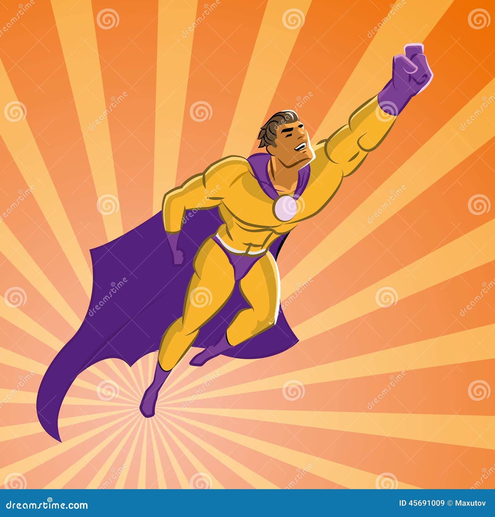 Superhero Die Omhoog Vliegen Vector Illustratie - Illustration of ...