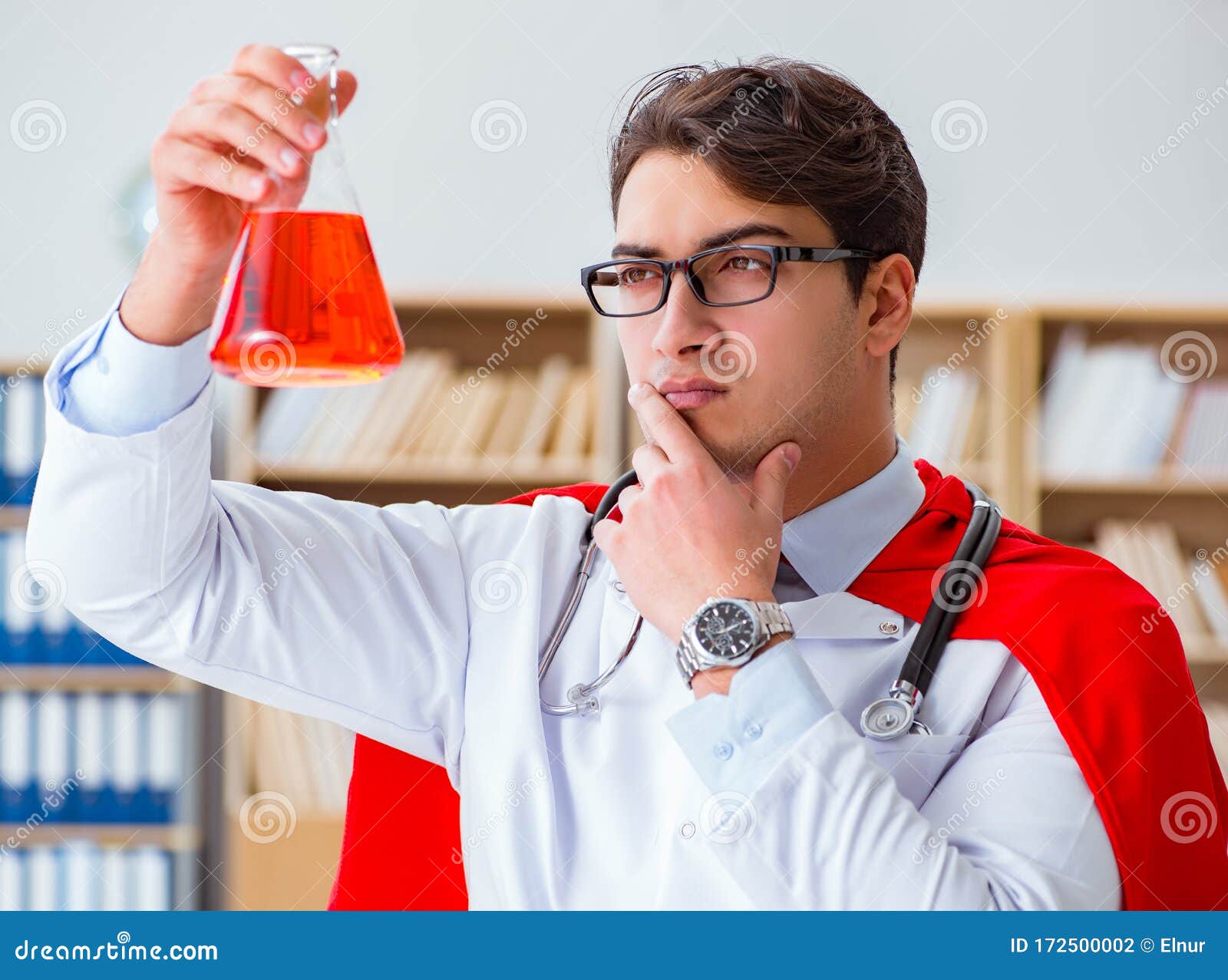 Superhero Doctor Working in the Hospital Lab Stock Photo - Image of ...