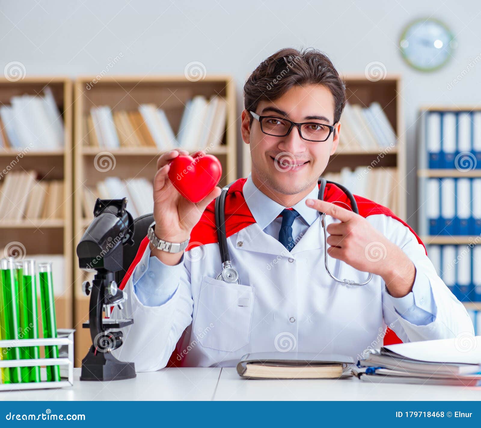 Superhero Doctor Working in the Hospital Lab Stock Photo - Image of ...