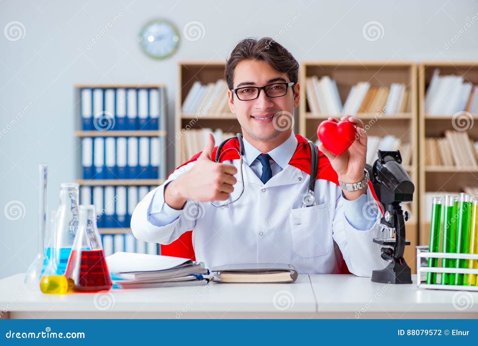 The Superhero Doctor Working in the Hospital Lab Stock Photo - Image of ...