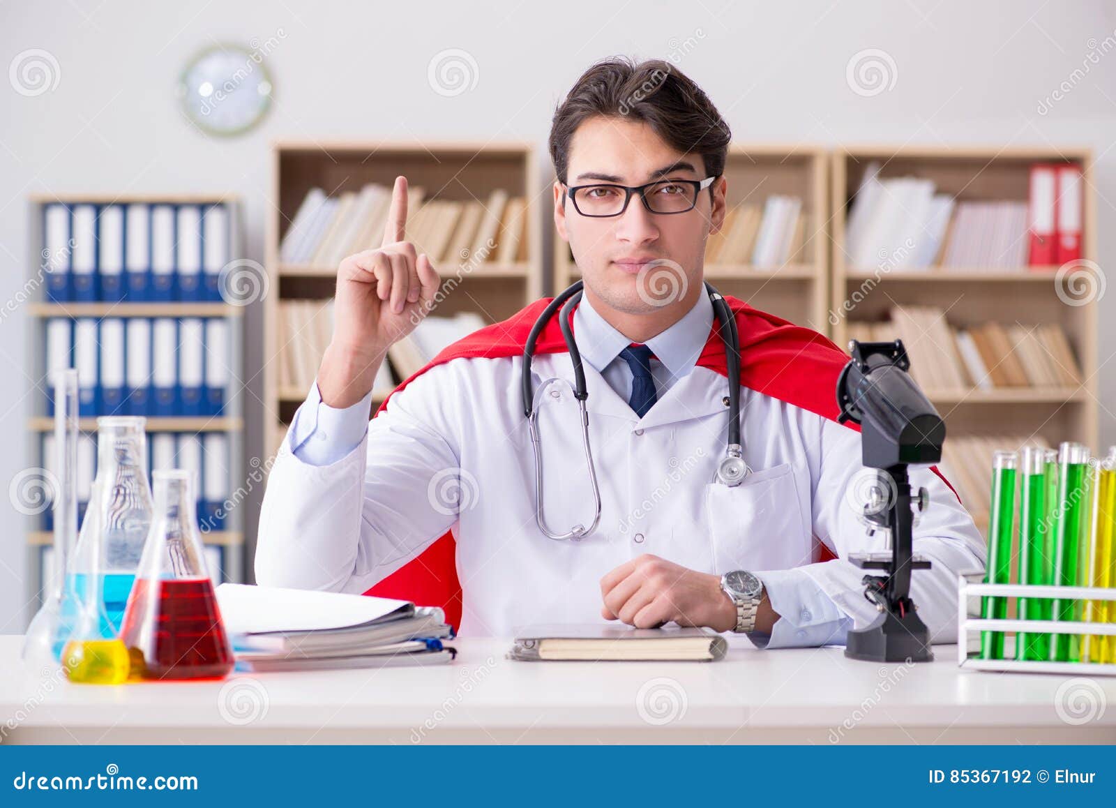 The Superhero Doctor Working in the Lab Hospital Stock Photo - Image of ...