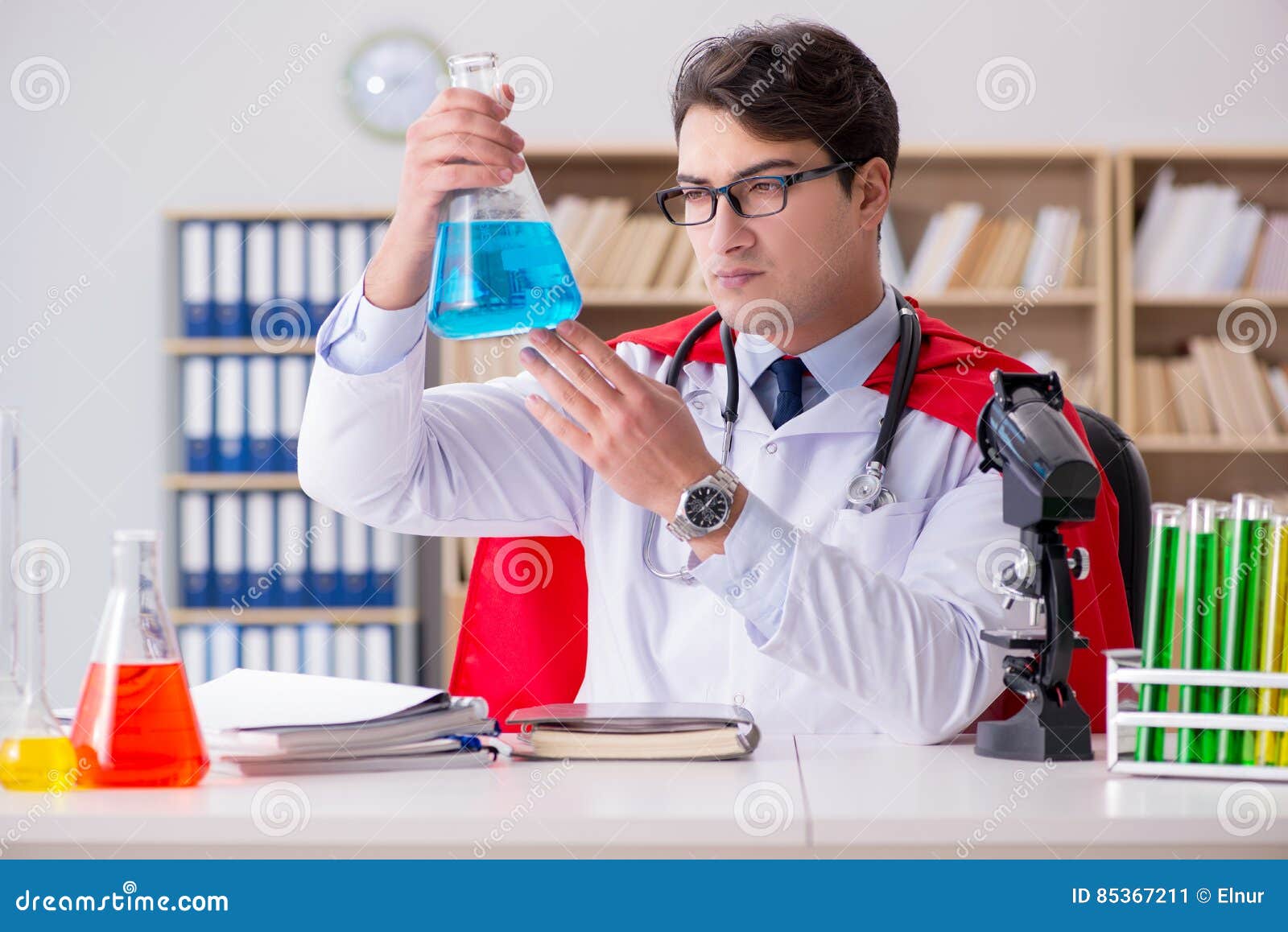 The Superhero Doctor Working in the Lab Hospital Stock Image - Image of ...