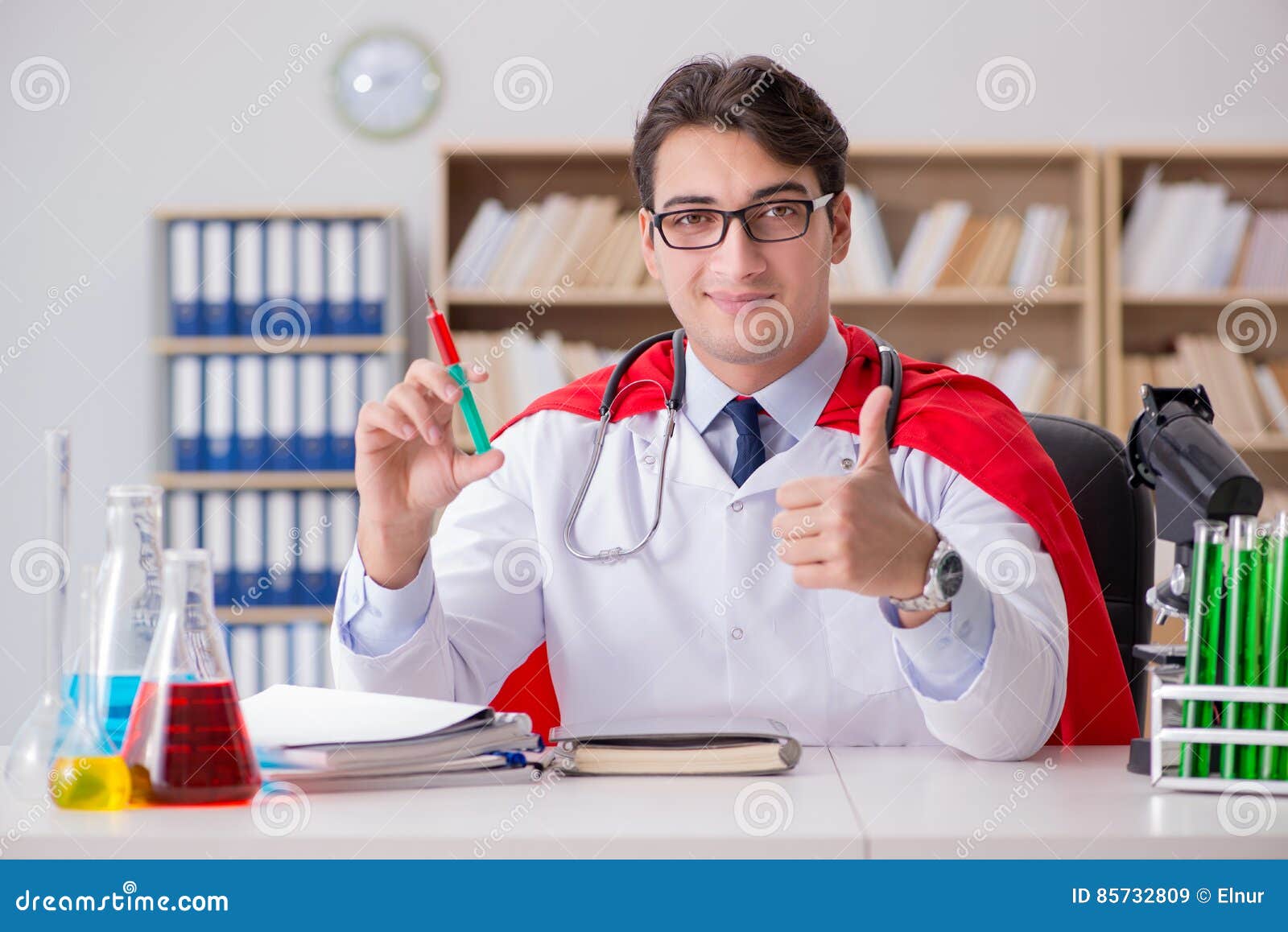 The Superhero Doctor Working in the Lab Hospital Stock Image - Image of ...