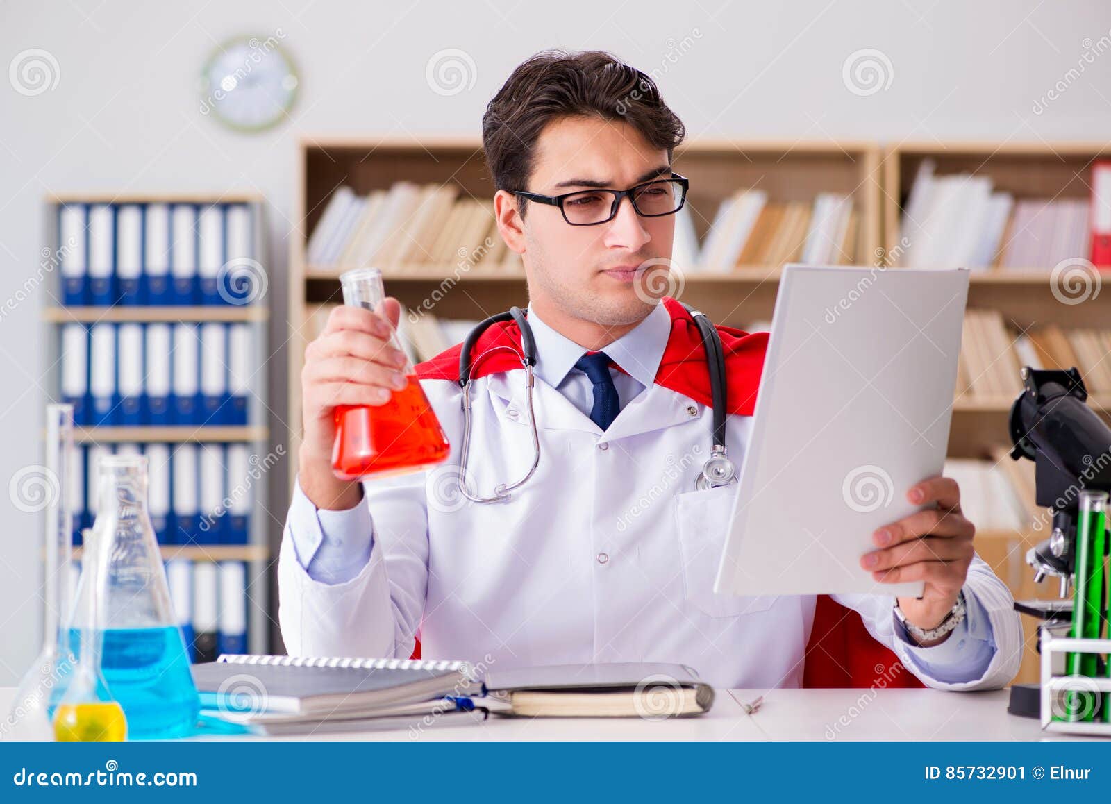 The Superhero Doctor Working in the Lab Hospital Stock Image - Image of ...