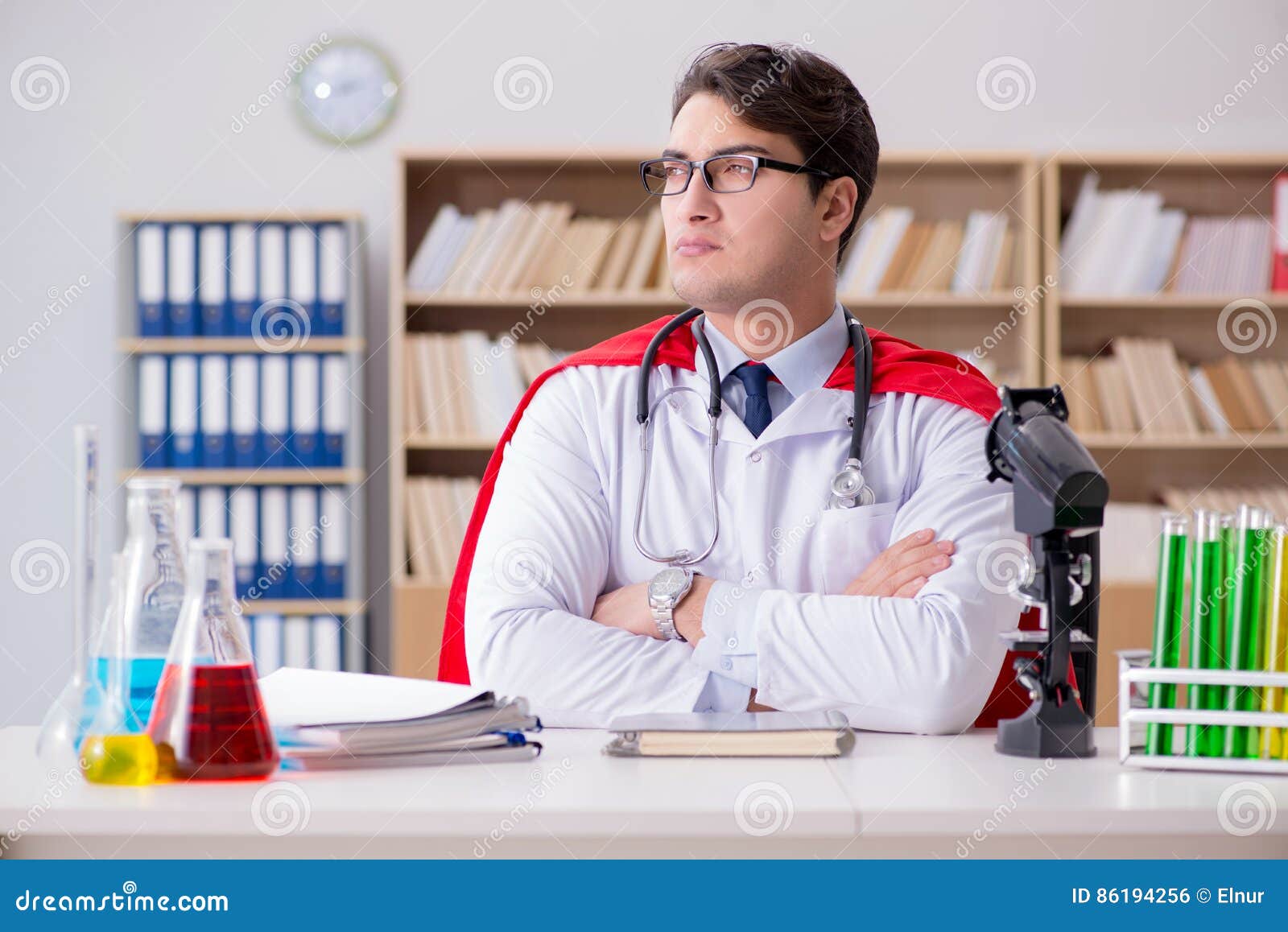 The Superhero Doctor Working in the Lab Hospital Stock Photo - Image of ...