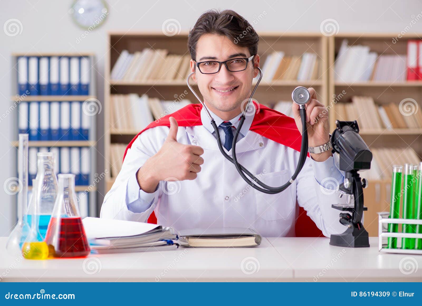 The Superhero Doctor Working in the Lab Hospital Stock Image - Image of ...