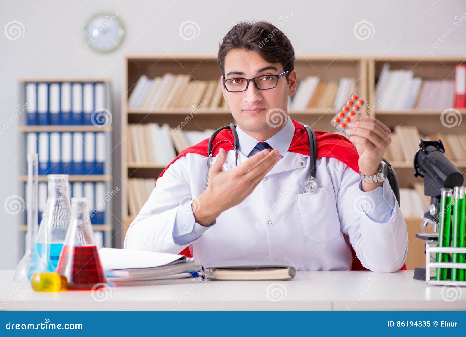 The Superhero Doctor Working in the Lab Hospital Stock Image - Image of ...