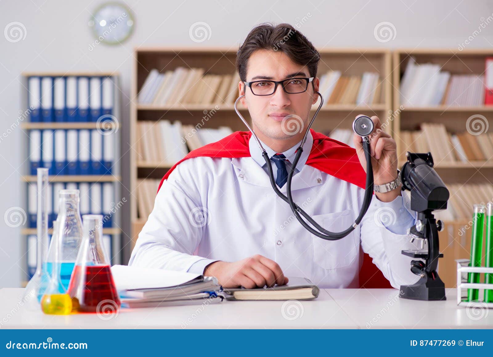 The Superhero Doctor Working in the Lab Hospital Stock Image - Image of ...