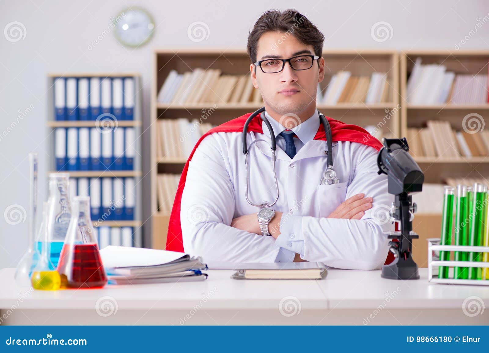The Superhero Doctor Working in the Lab Hospital Stock Photo - Image of ...