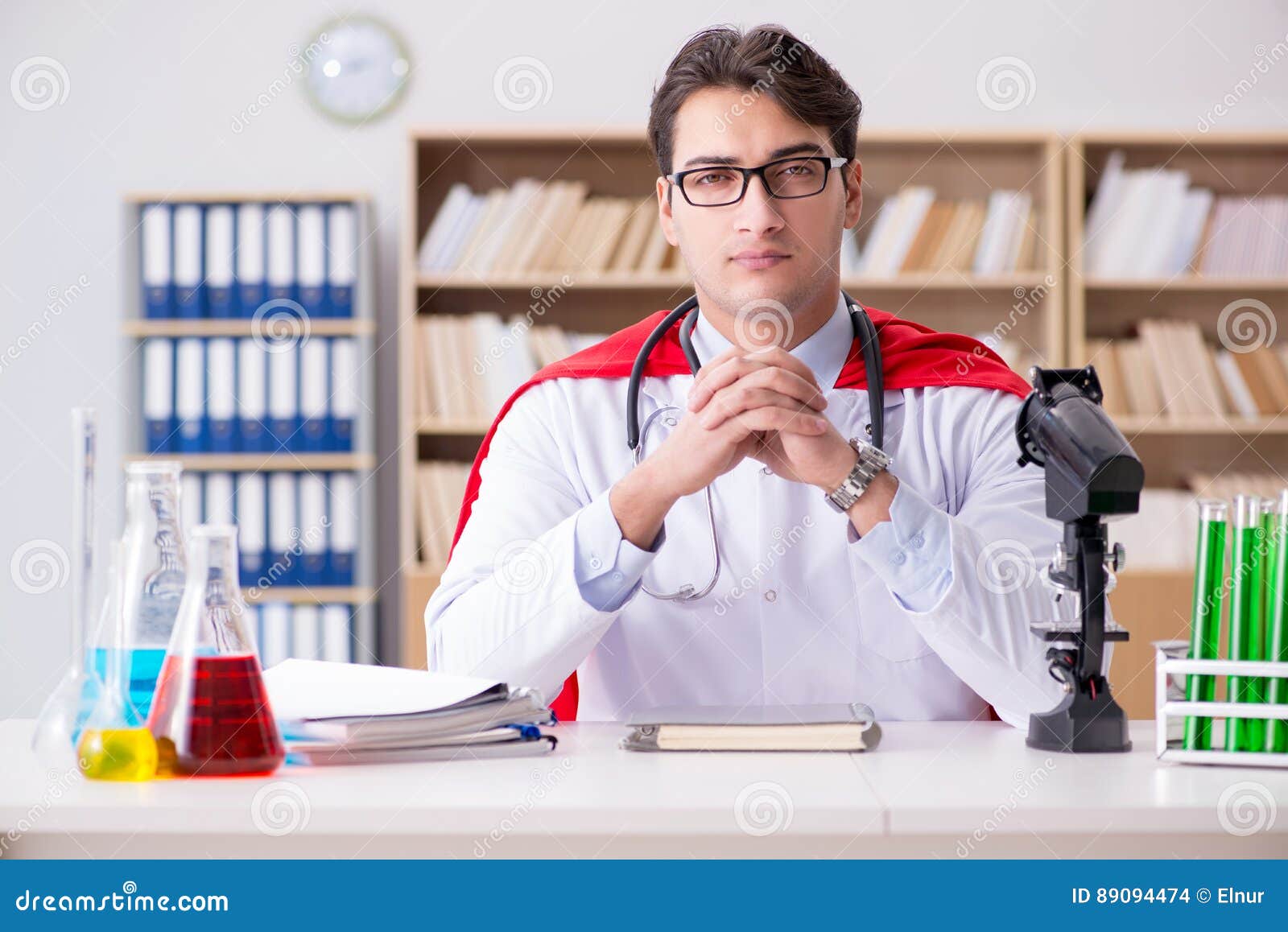 The Superhero Doctor Working in the Lab Hospital Stock Photo - Image of ...