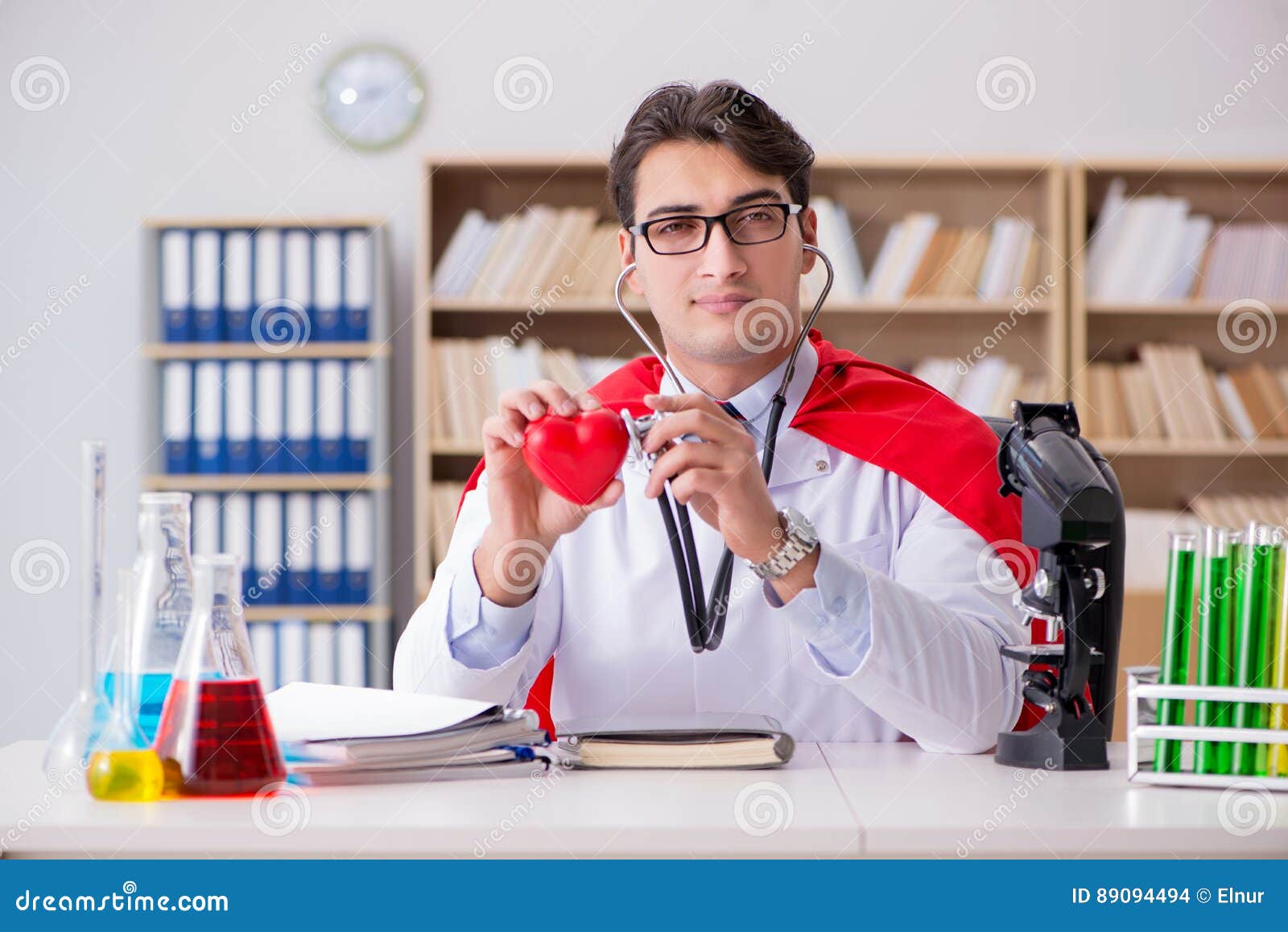 The Superhero Doctor Working in the Lab Hospital Stock Photo - Image of ...