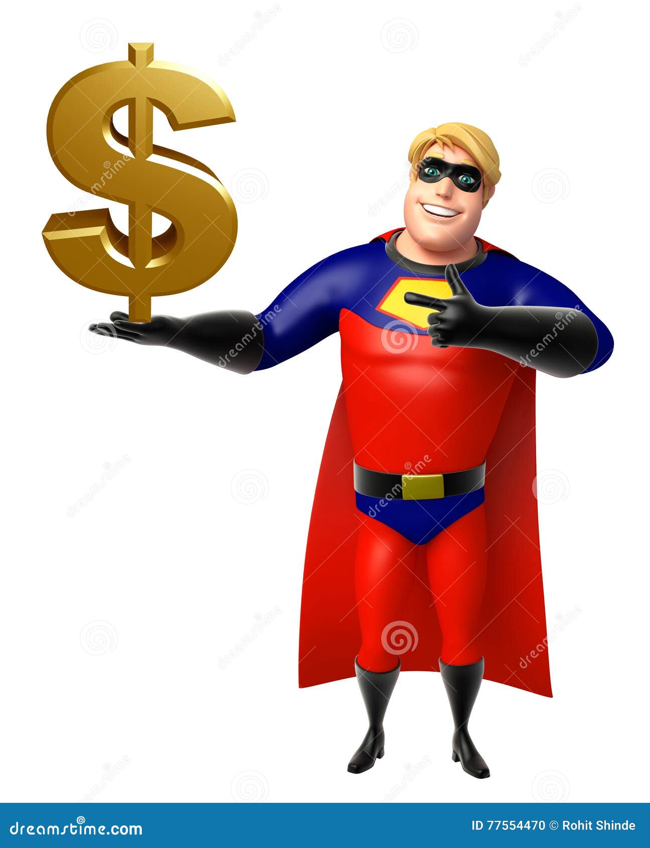Superhero with dollar sign stock illustration. Illustration of ...