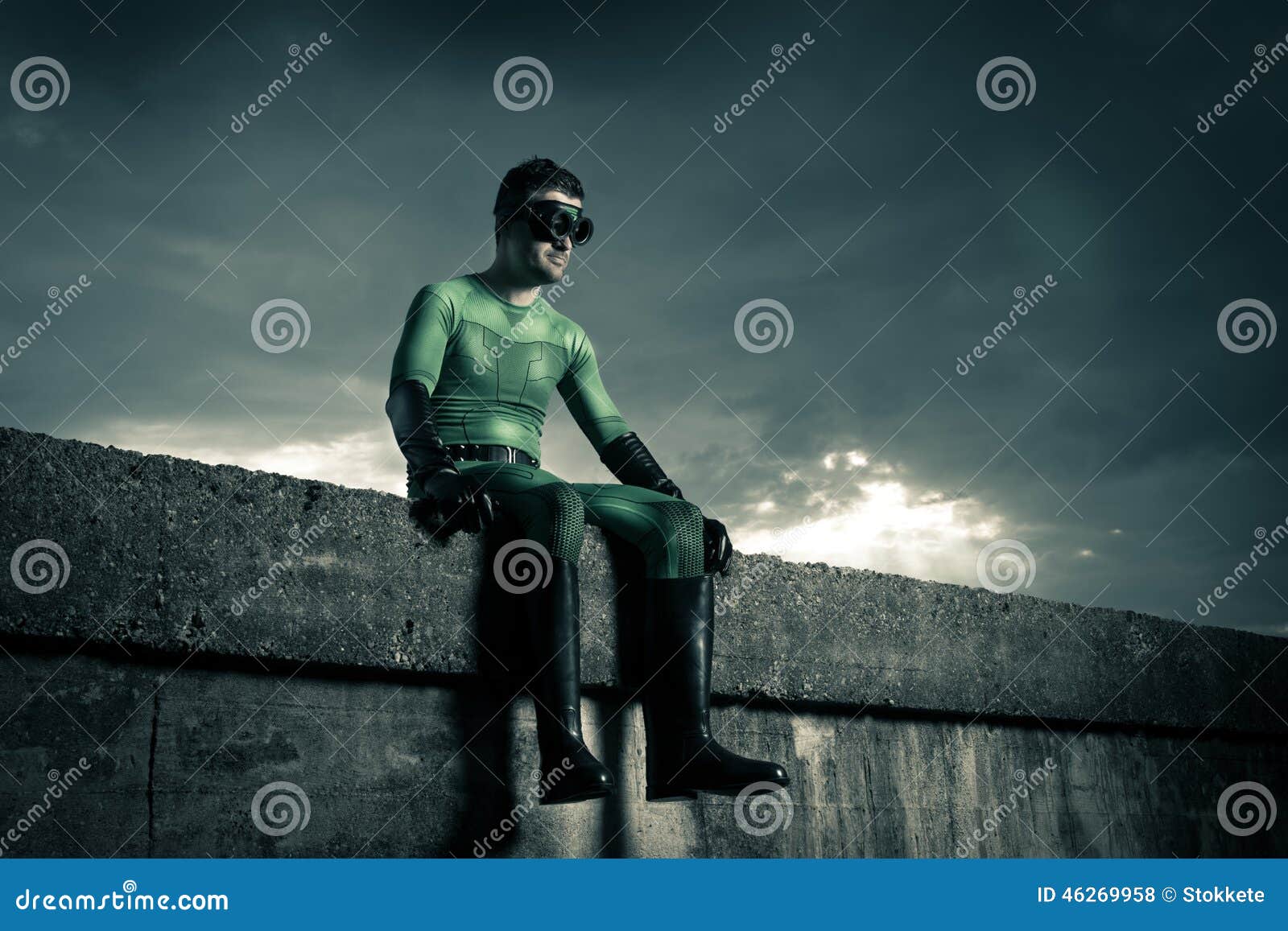 Superhero With Dramatic Sky On Background Royalty-Free Stock Photo ...