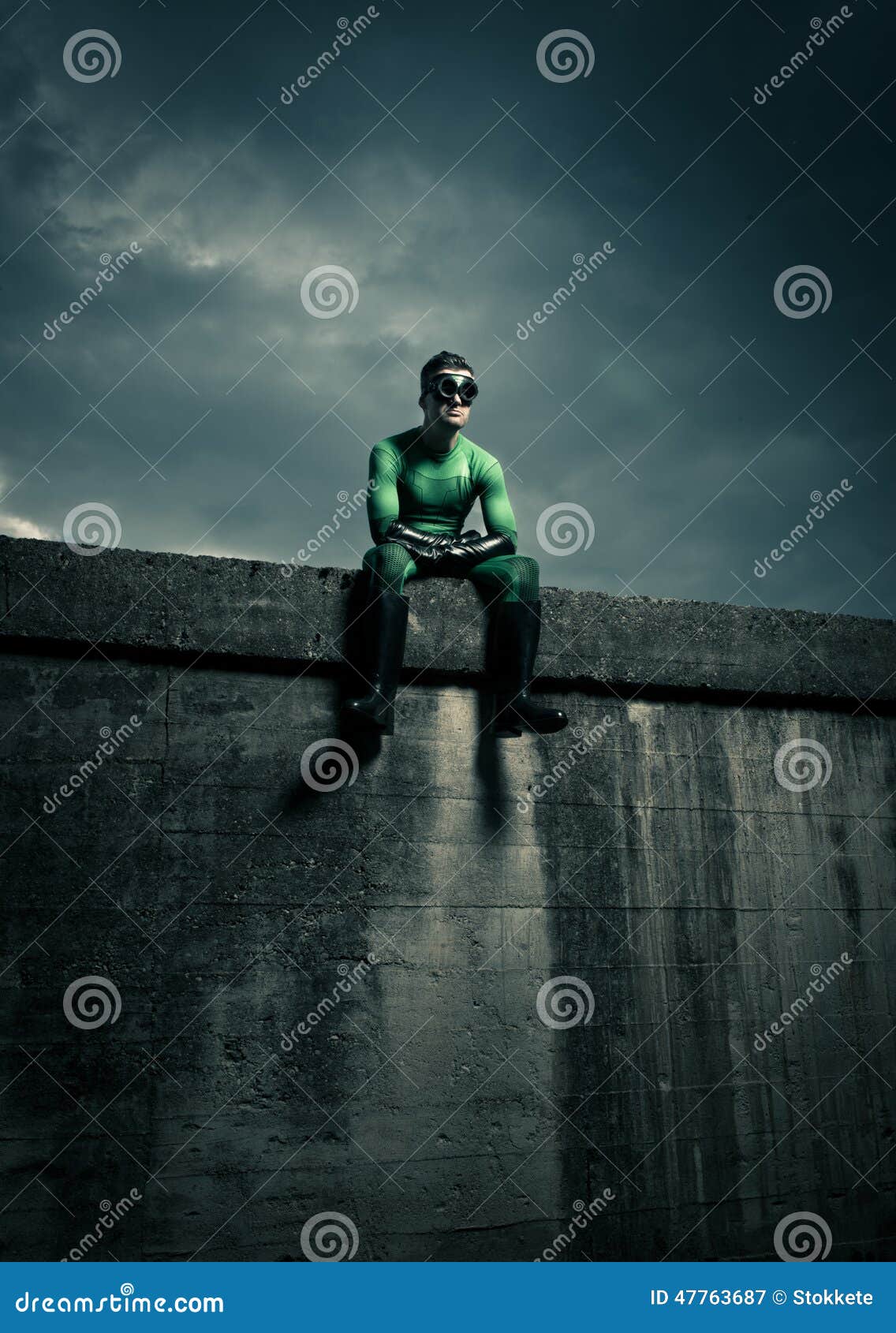 Superhero With Dramatic Sky On Background Royalty-Free Stock Photo ...