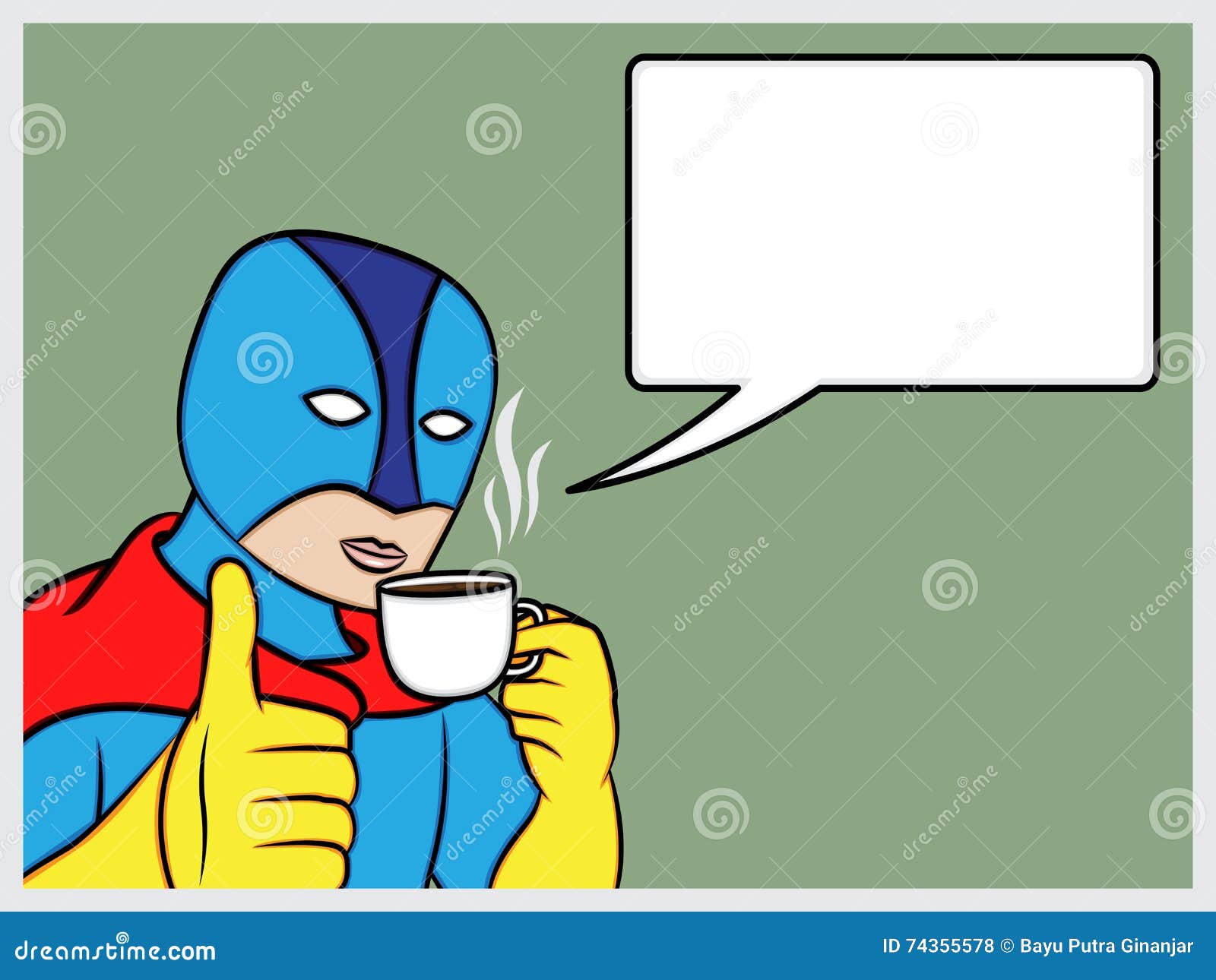 Superhero Drinking Coffee stock vector. Illustration of adult - 74355578