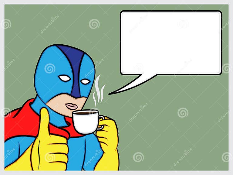 Superhero Drinking Coffee stock vector. Illustration of adult - 74355578