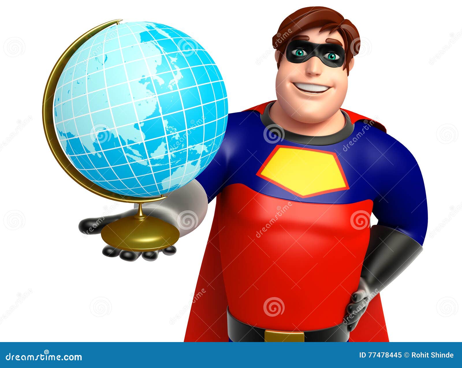 Superhero with Earth sign stock illustration. Illustration of hero ...
