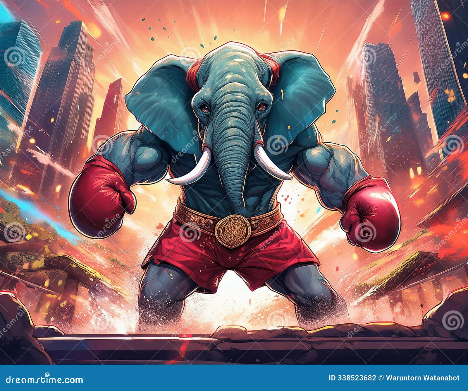Superhero Elephant Thai Boxing, Comic Style, Generative Ai Stock ...
