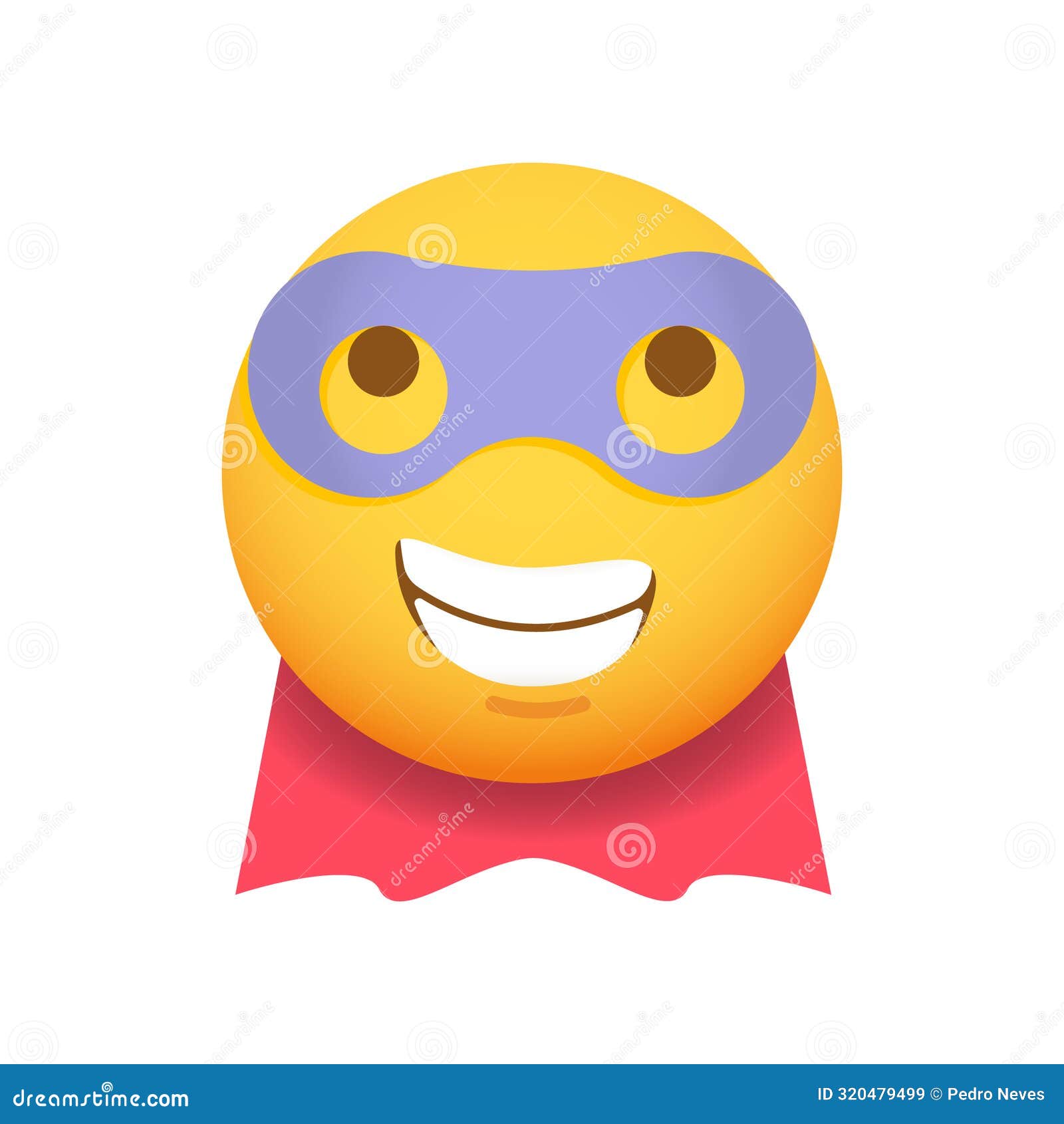 Superhero Emoticon. Vector Emoji Smiley with Mask and Cape Stock Vector ...