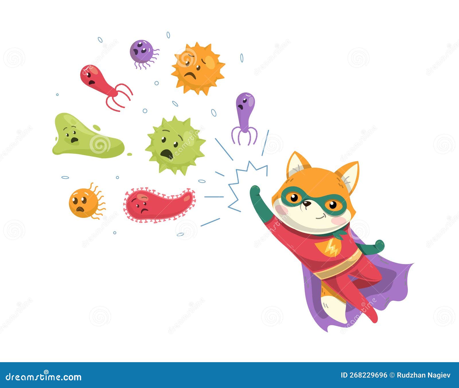Superhero fight bacteria stock vector. Illustration of health - 268229696