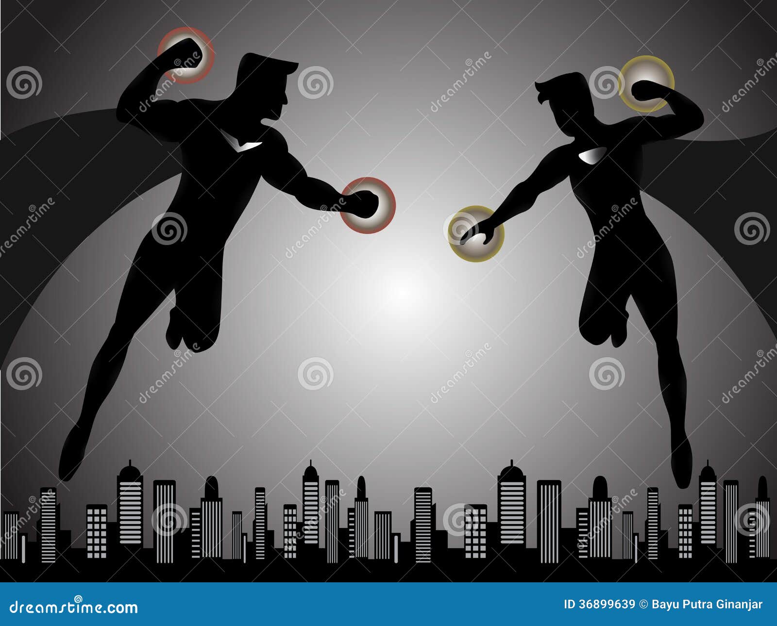 Superhero Fight Silhouette stock vector. Illustration of clash - 36899639