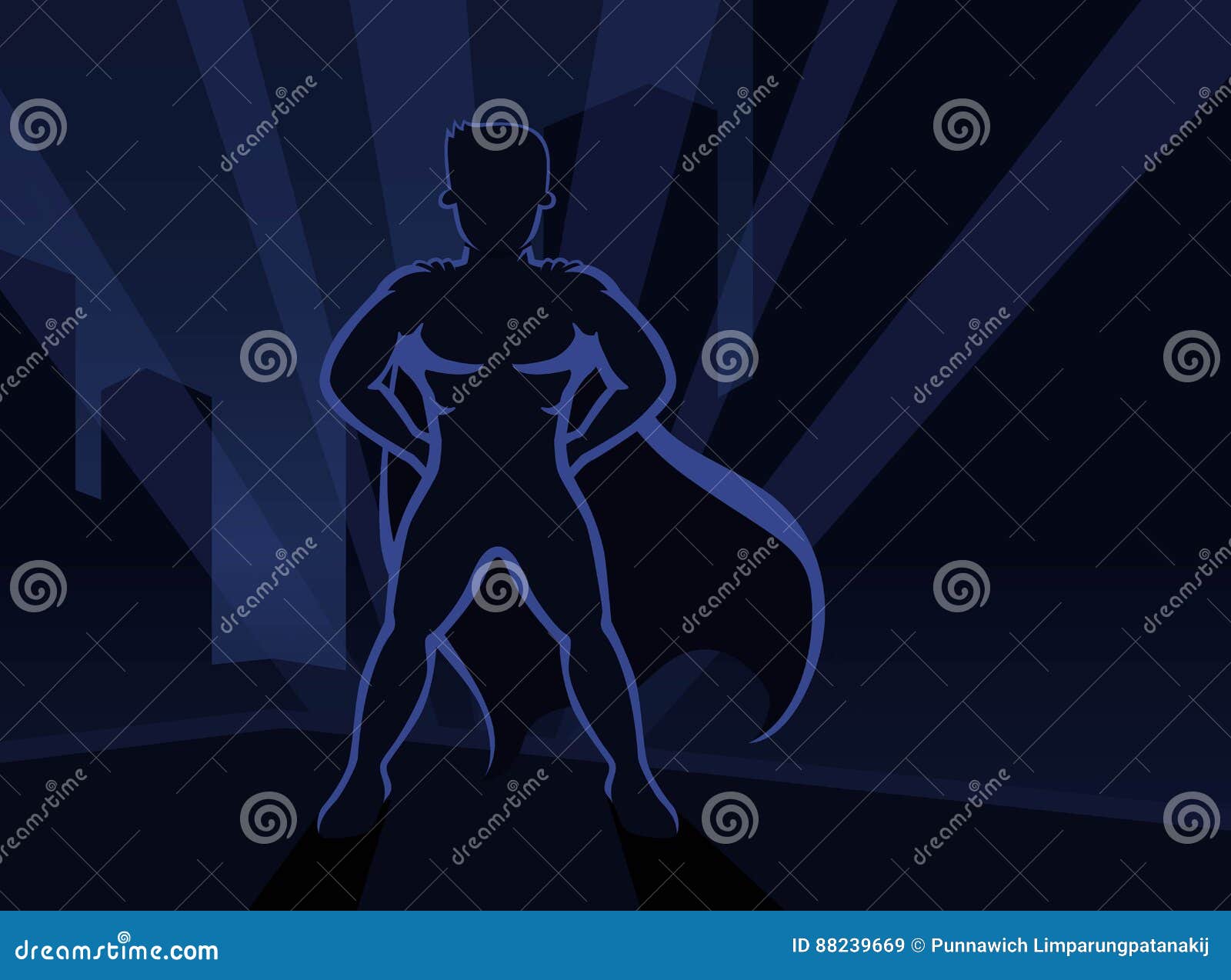 Superhero Flashlight City Vector Illustration Stock Vector ...