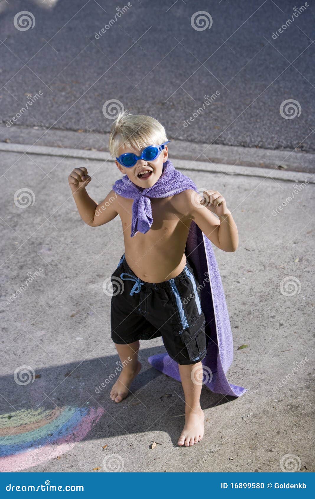 Superhero Flexes His Muscles Stock Photo - Image of length, blond: 16899580