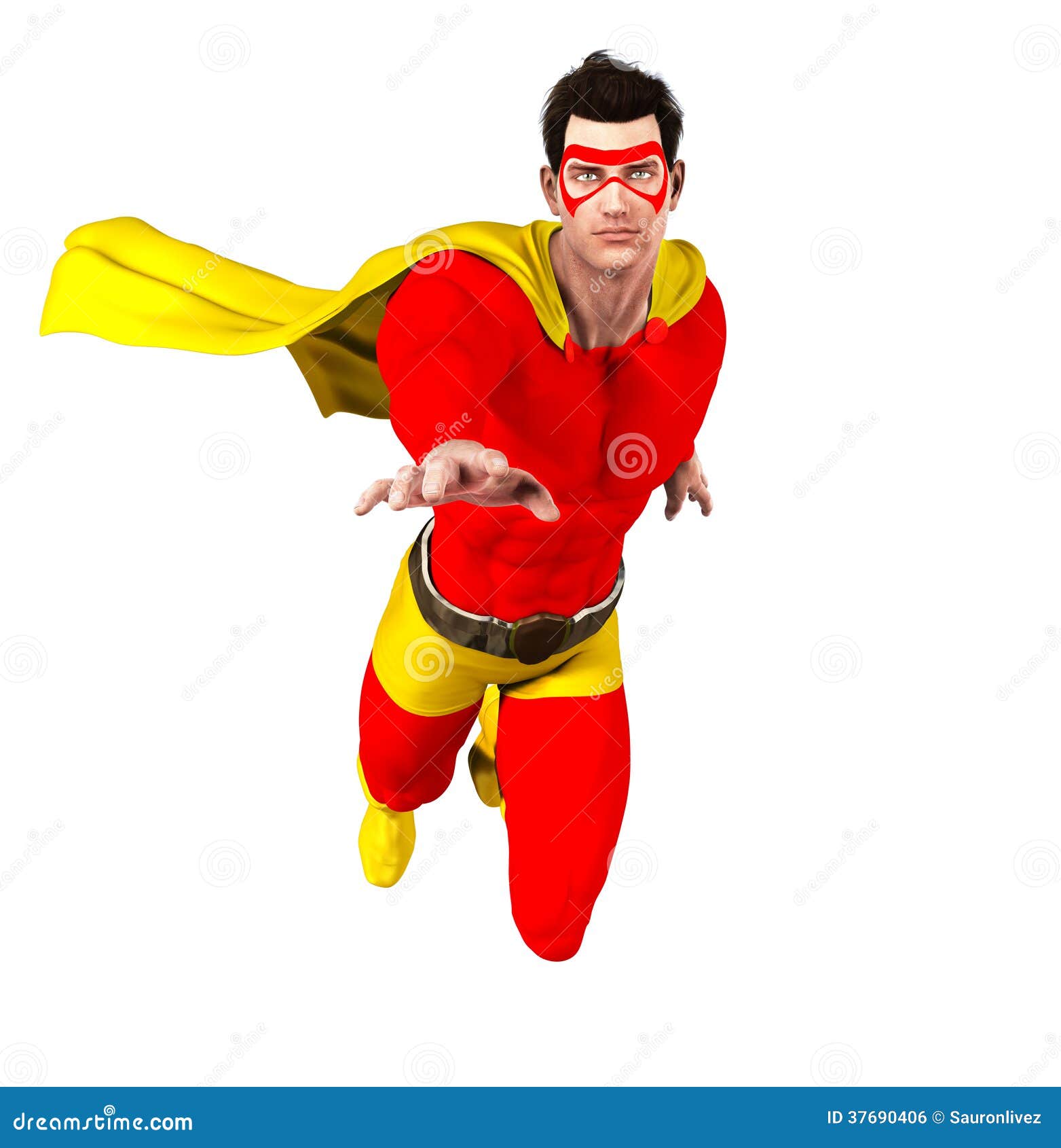 Superhero in Flight stock illustration. Illustration of muscles - 37690406