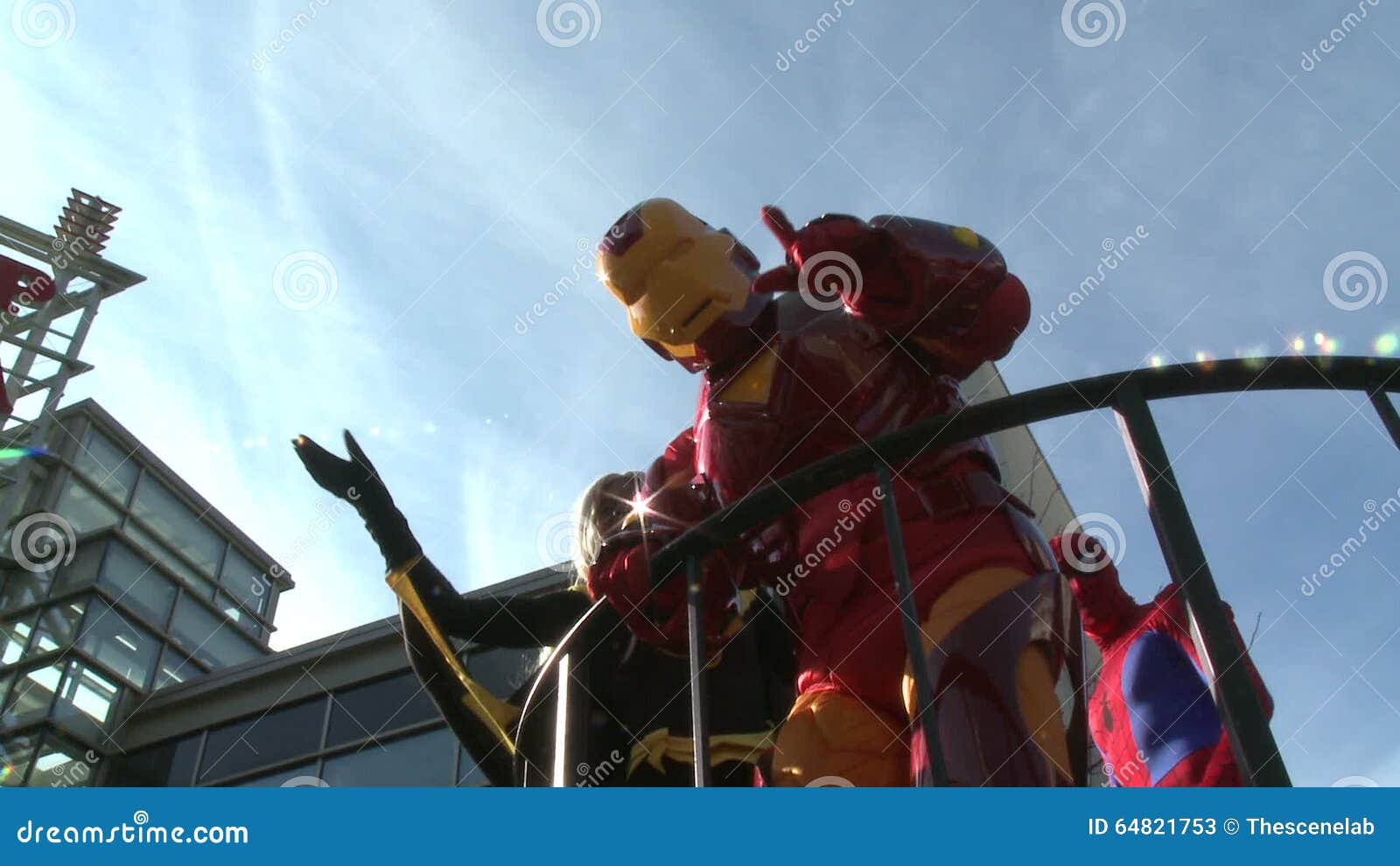 Superhero float at parade stock video. Video of characters - 64821753