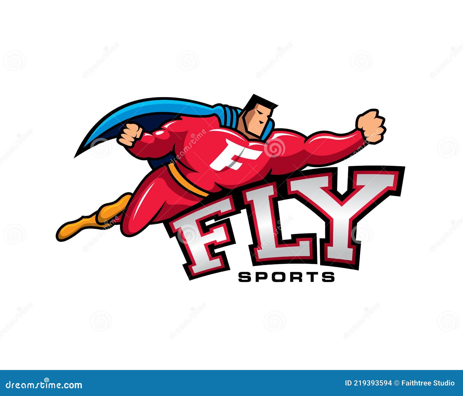 Superhero Flying Above FLY Text Stock Vector - Illustration of power ...