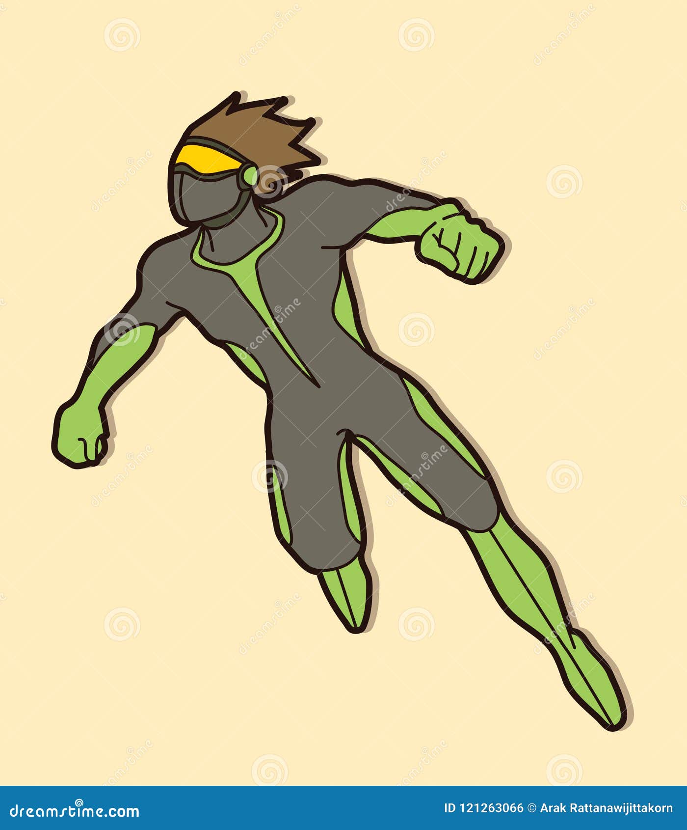 Superhero Flying Action, Cartoon Superhero Stock Vector - Illustration ...