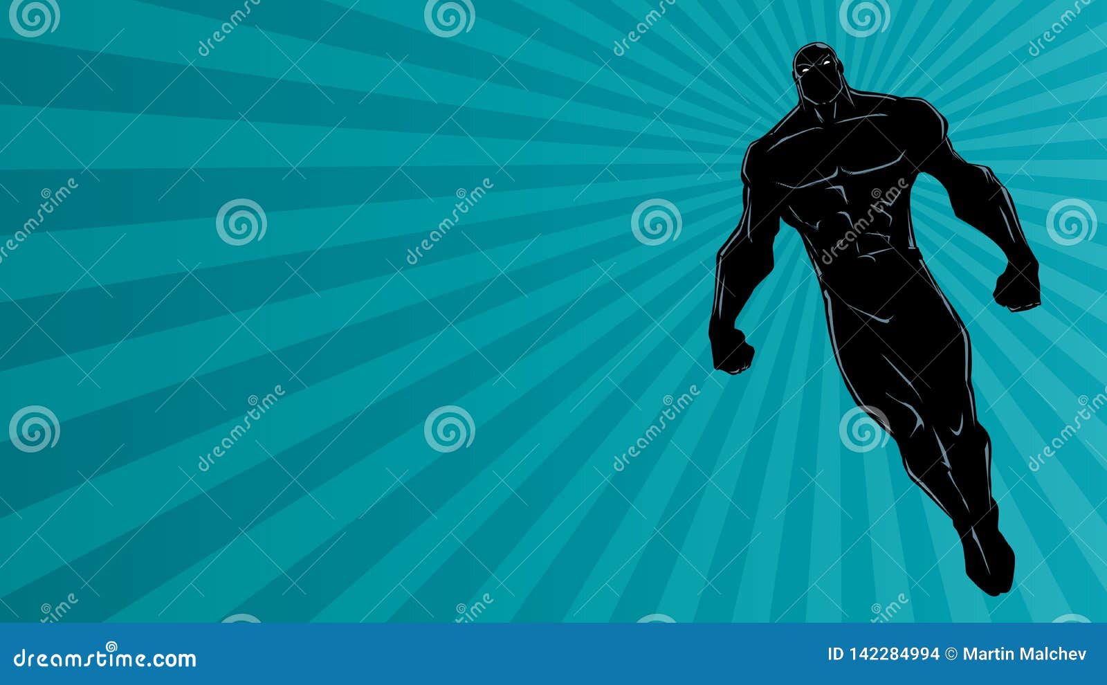 Superhero Flying Ray Light Background Silhouette Stock Vector ...