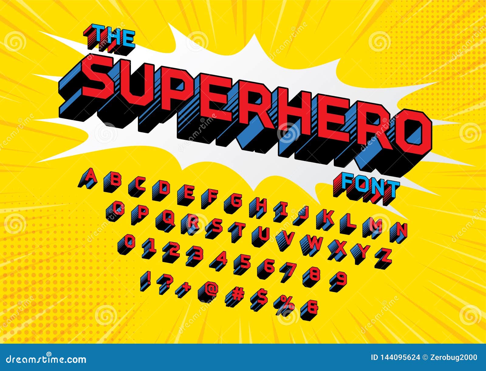 Superhero font stock vector. Illustration of typeset - 144095624