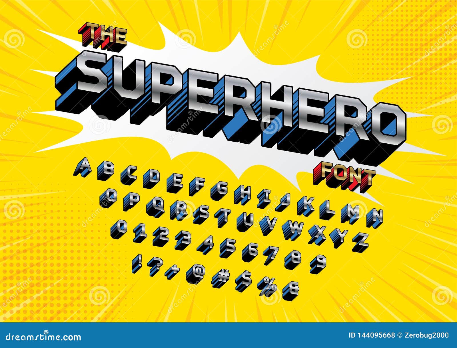 Superhero font stock vector. Illustration of numbers - 144095668