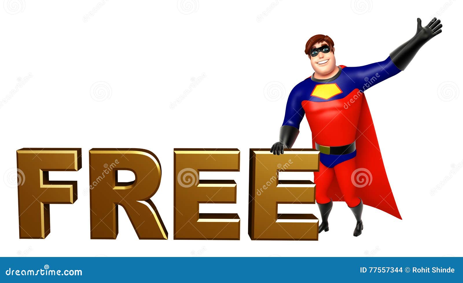 Superhero with Free sign stock illustration. Illustration of protection ...