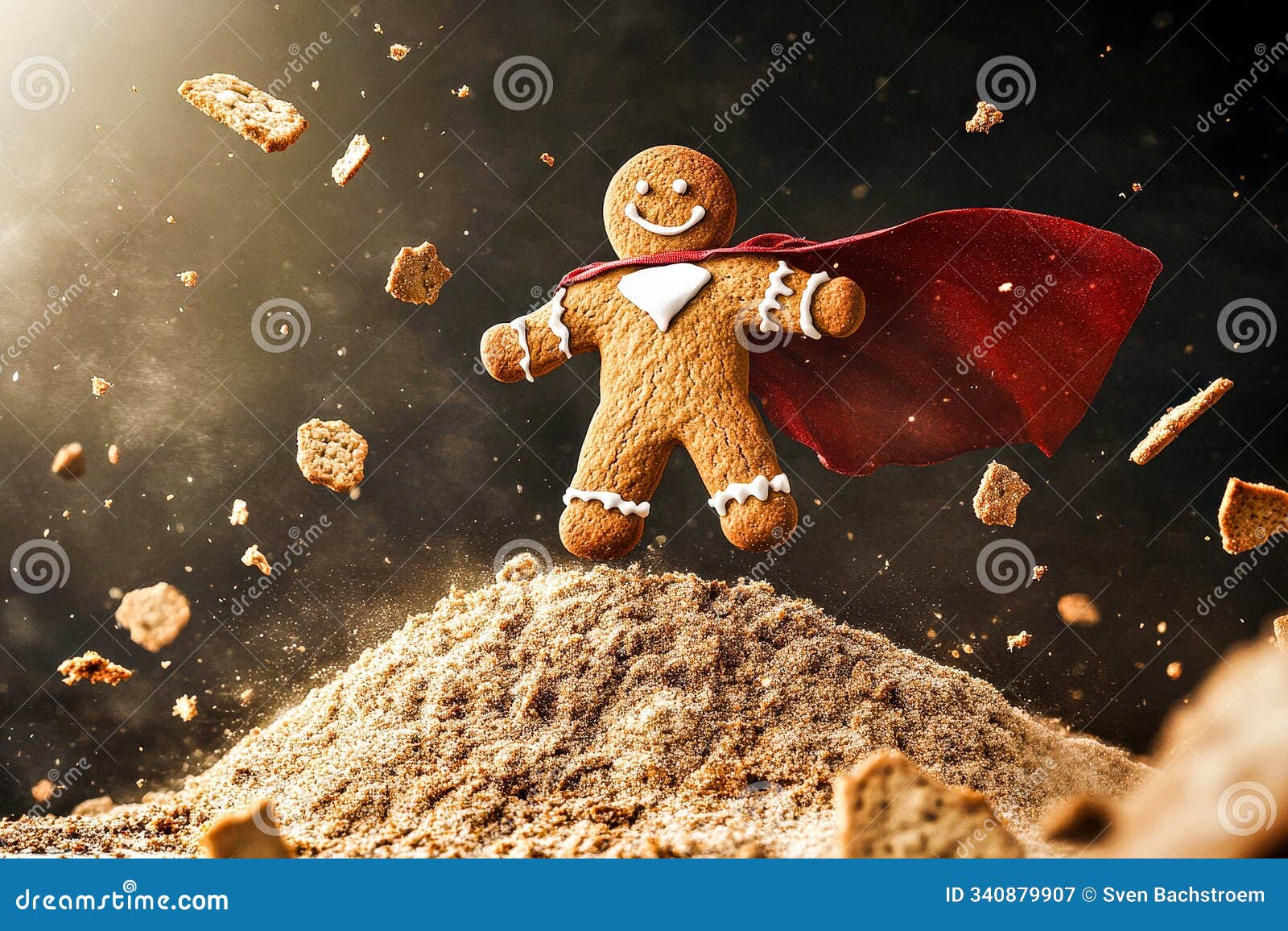 Superhero Gingerbread Man with Red Cape, Powerful Dessert Concept Stock ...