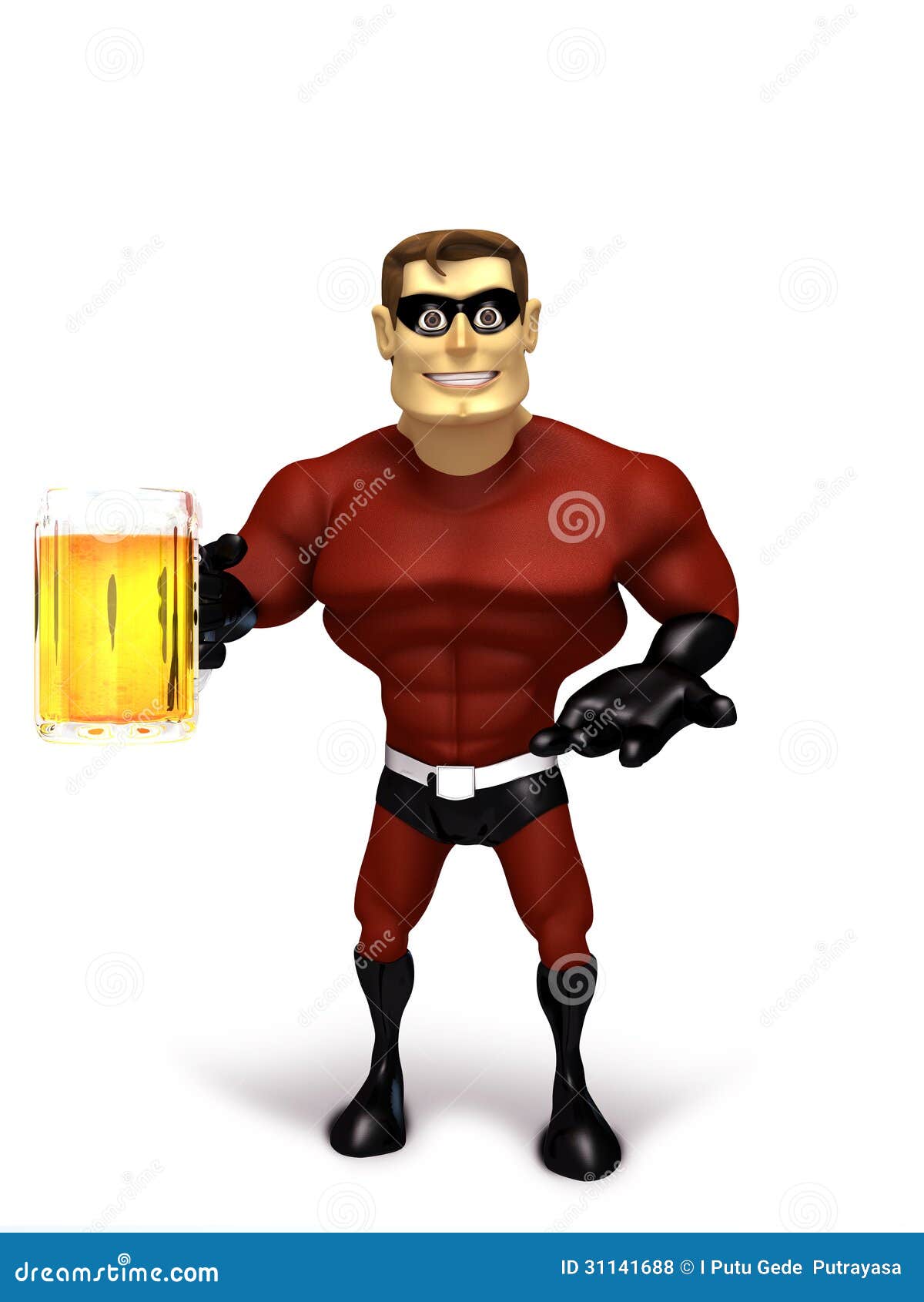 Superhero with glass beer stock illustration. Illustration of super ...