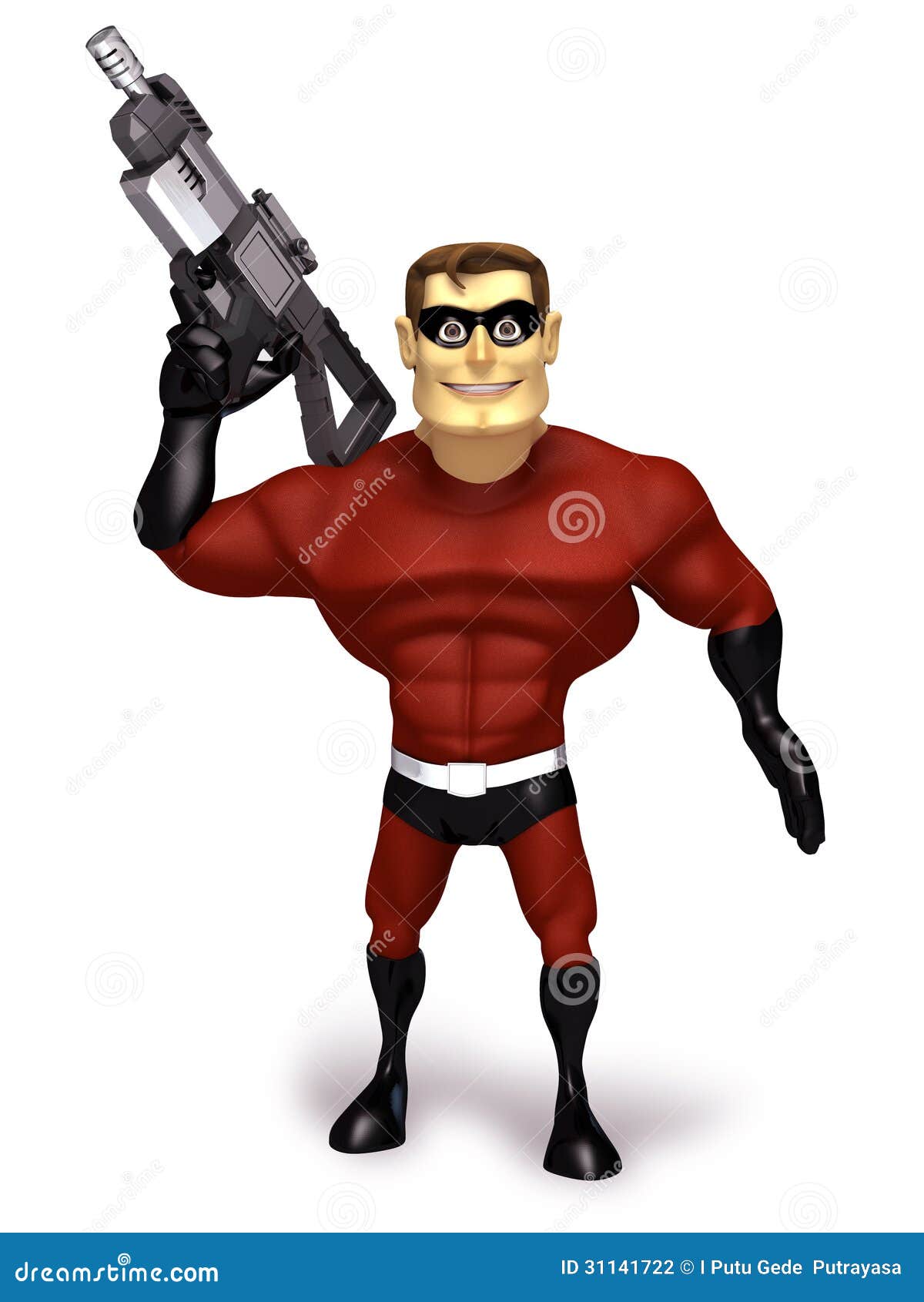 Superhero with gun stock illustration. Illustration of action - 31141722
