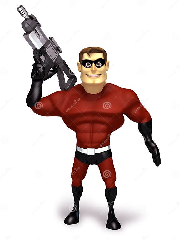 Superhero with gun stock illustration. Illustration of action - 31141722