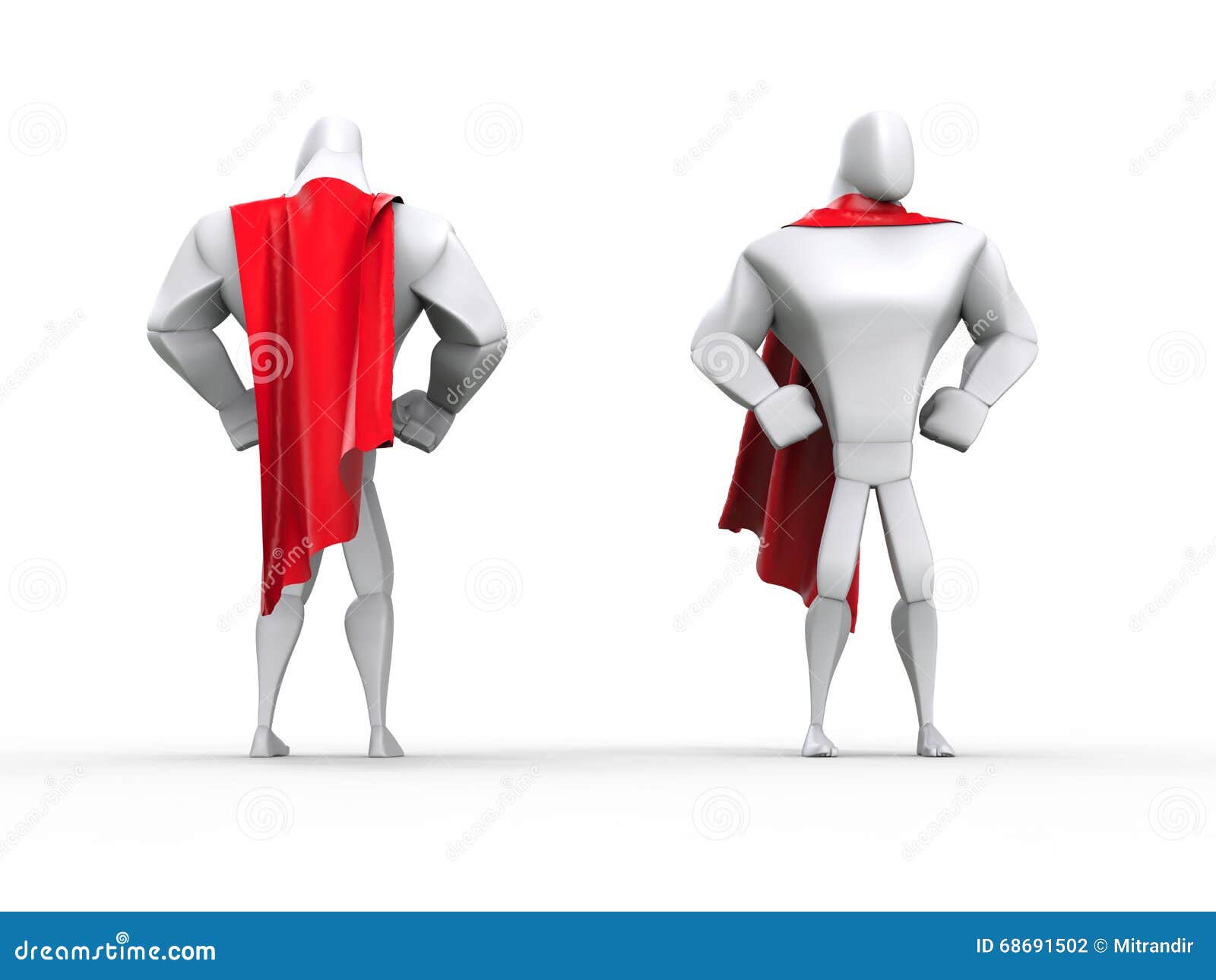 Superhero Guy with Red Cape - Front and Back View Stock Illustration ...