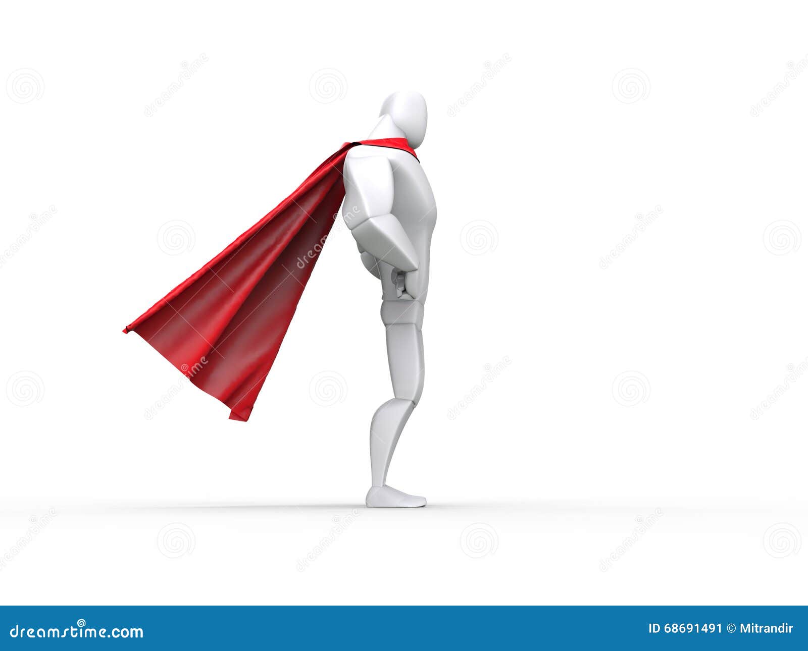 Superhero Guy with Red Cape - Side View Stock Illustration ...