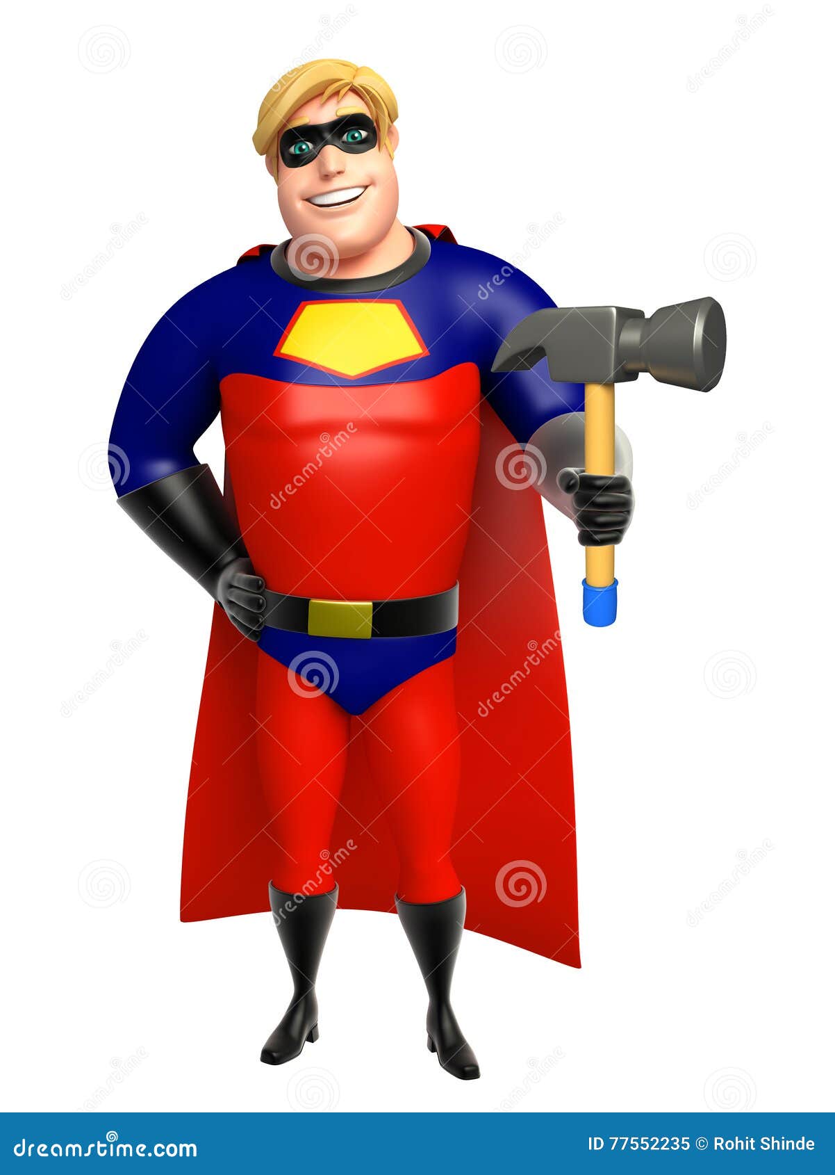 Superhero with Hammer stock illustration. Illustration of model - 77552235