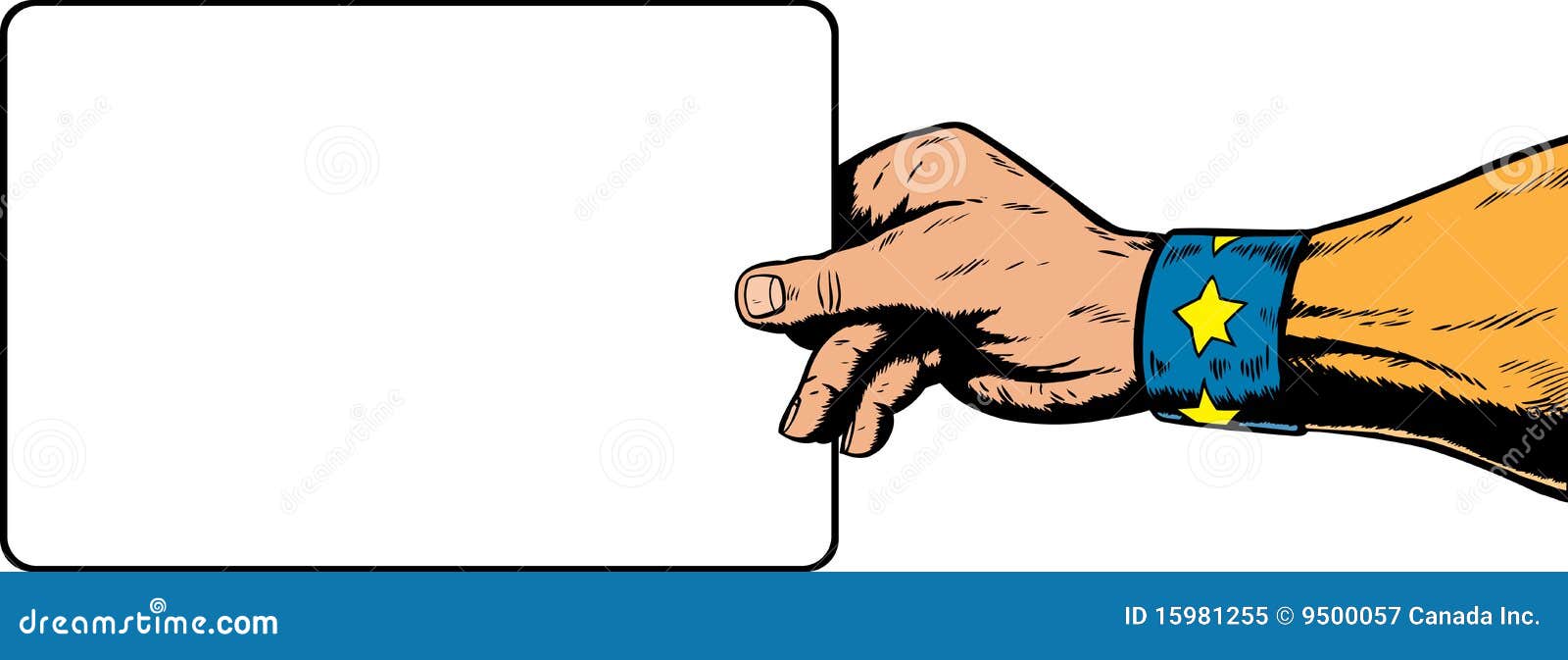Superhero Hand Holding a Sign. Stock Vector - Illustration of card ...