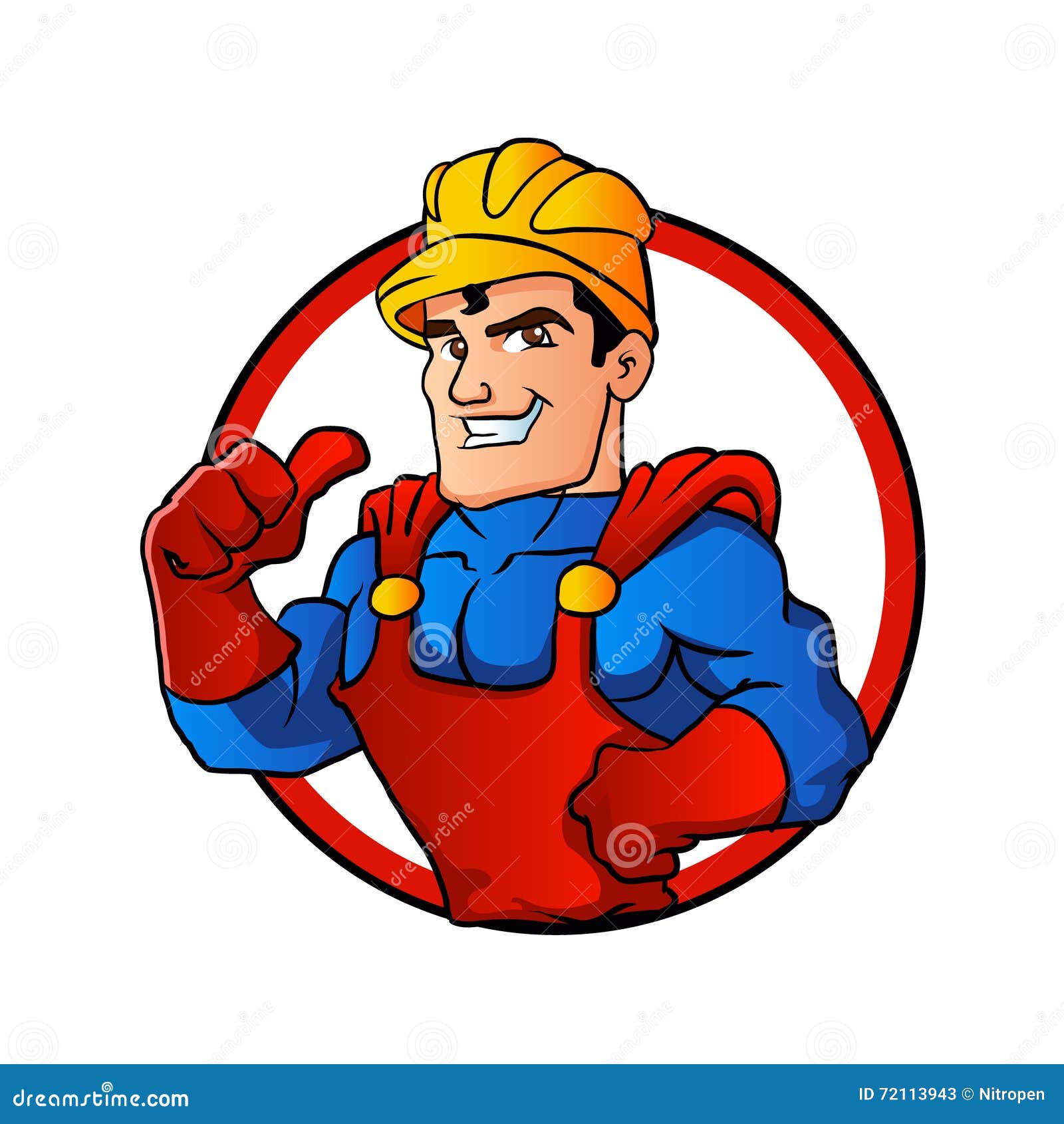 Superhero Handyman in Circle Stock Vector - Illustration of funny ...