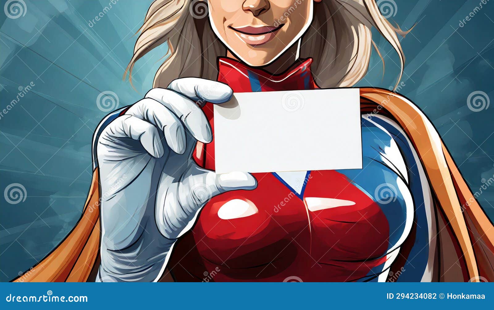 Superhero Holding Blank Business Card Stock Illustration - Illustration ...
