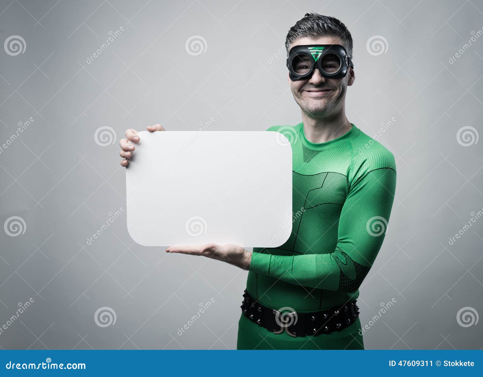Superhero Holding a Blank Sign Stock Image - Image of blank, hero: 47609311