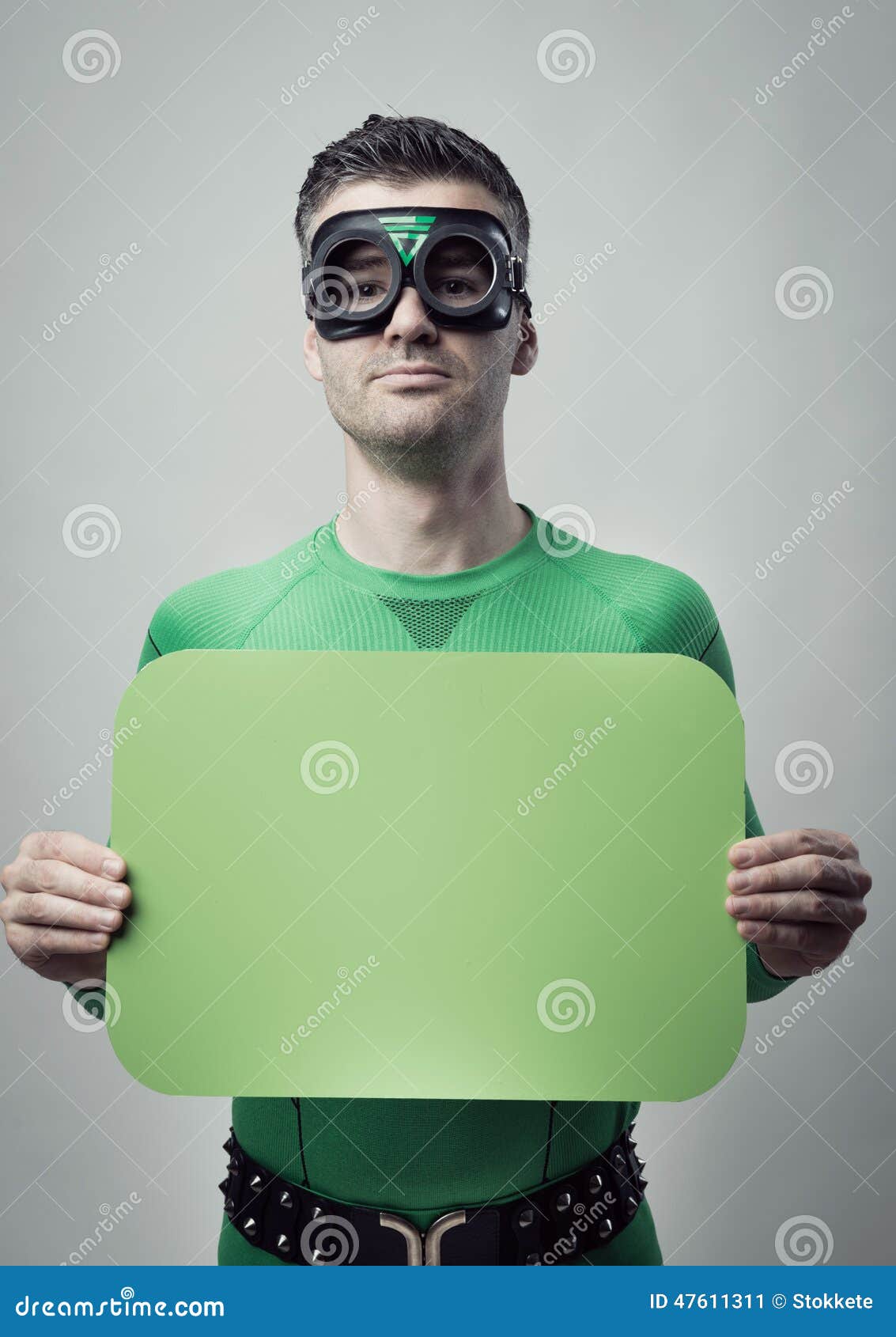 Superhero Holding a Blank Sign Stock Image - Image of goggles, camera ...