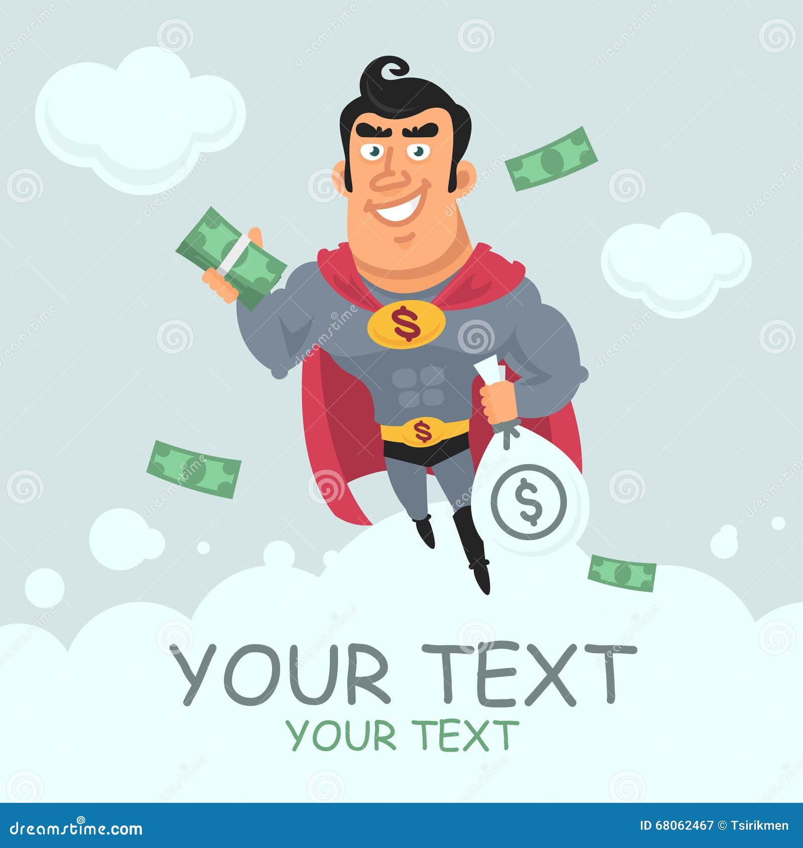 Superhero Holding Money in Flight Stock Vector - Illustration of full ...